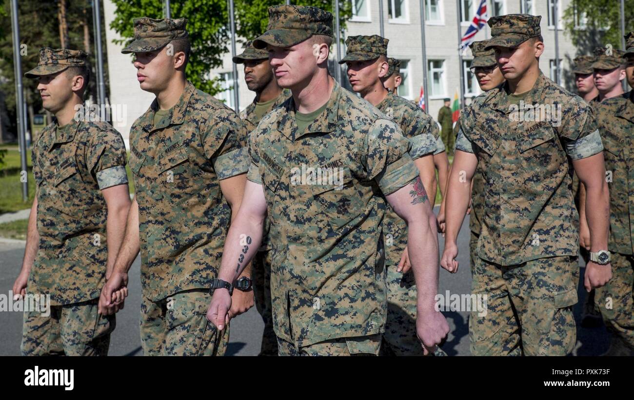ADAZI, Latvia-Marines with the Black Sea Rotational Force 17.1 march in ...