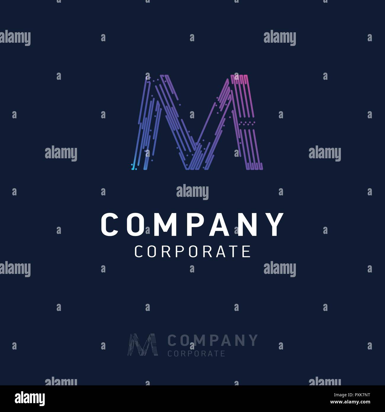 M company logo design with visiting card vector Stock Vector Image ...