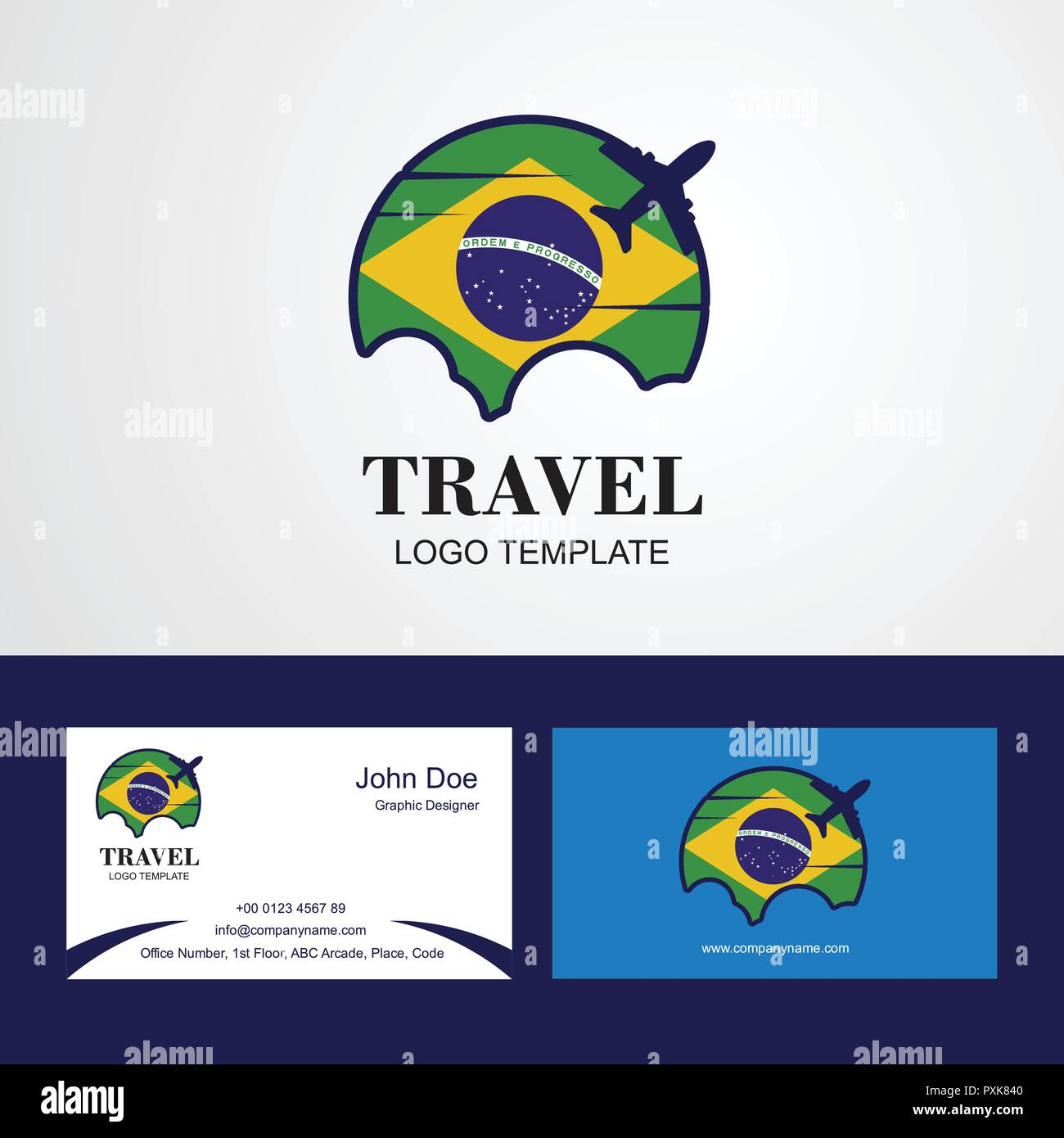 Travel Brazil Flag Logo and Visiting Card Design Stock Vector Image ...