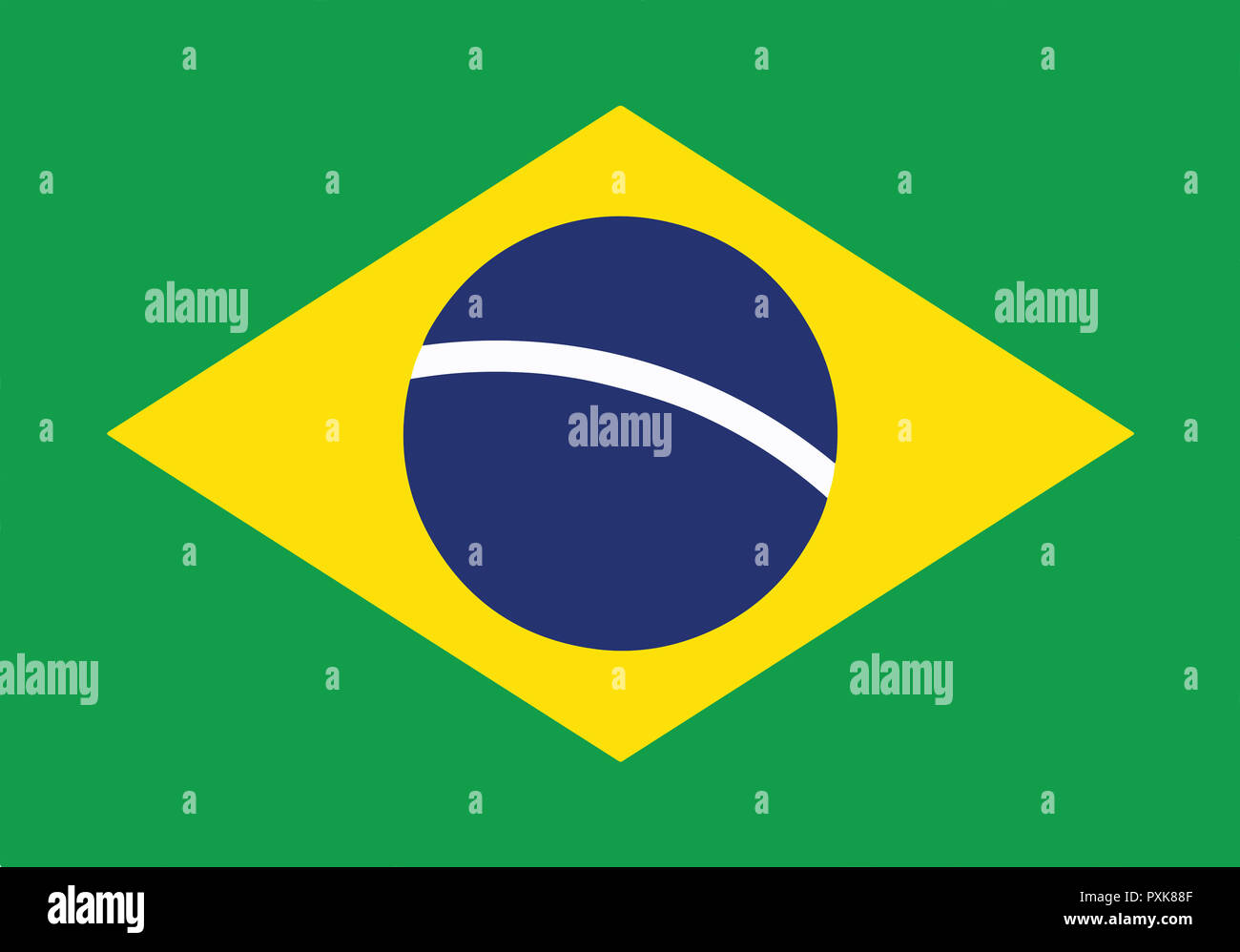 Brazilian flag without words and stars. Green, yellow and blue flag ...