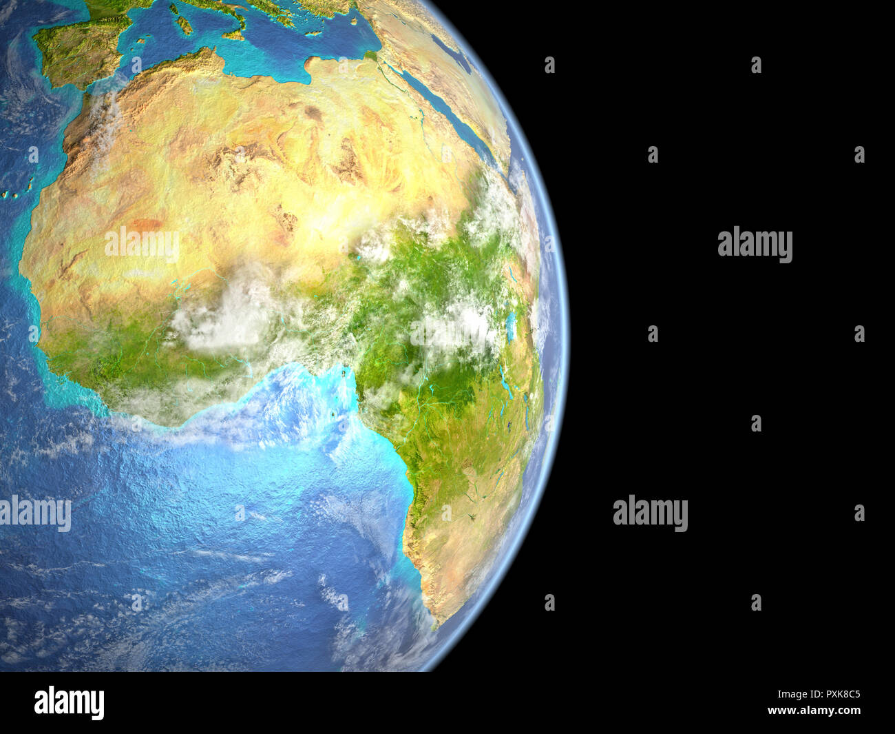 Africa on planet Earth from space. Satellite view. 3D illustration ...