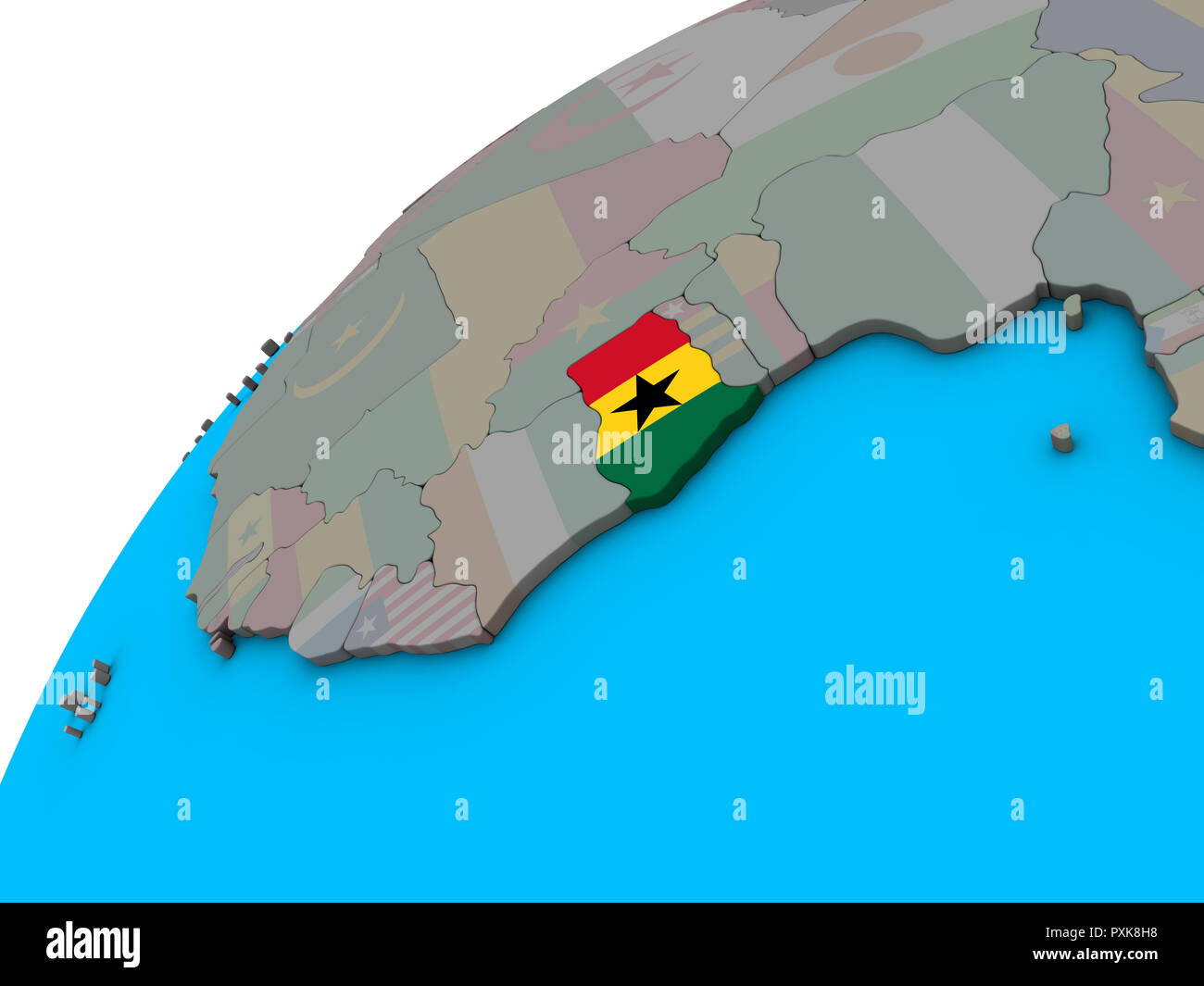 Ghana on globe flag hi-res stock photography and images - Alamy