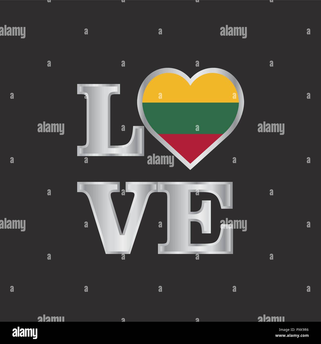 Love typography Lithuania flag design vector beautiful lettering Stock ...