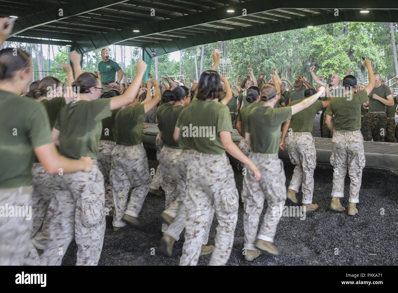U.S. Marine Corps recruits with Papa Company, 4th Recruit Training ...