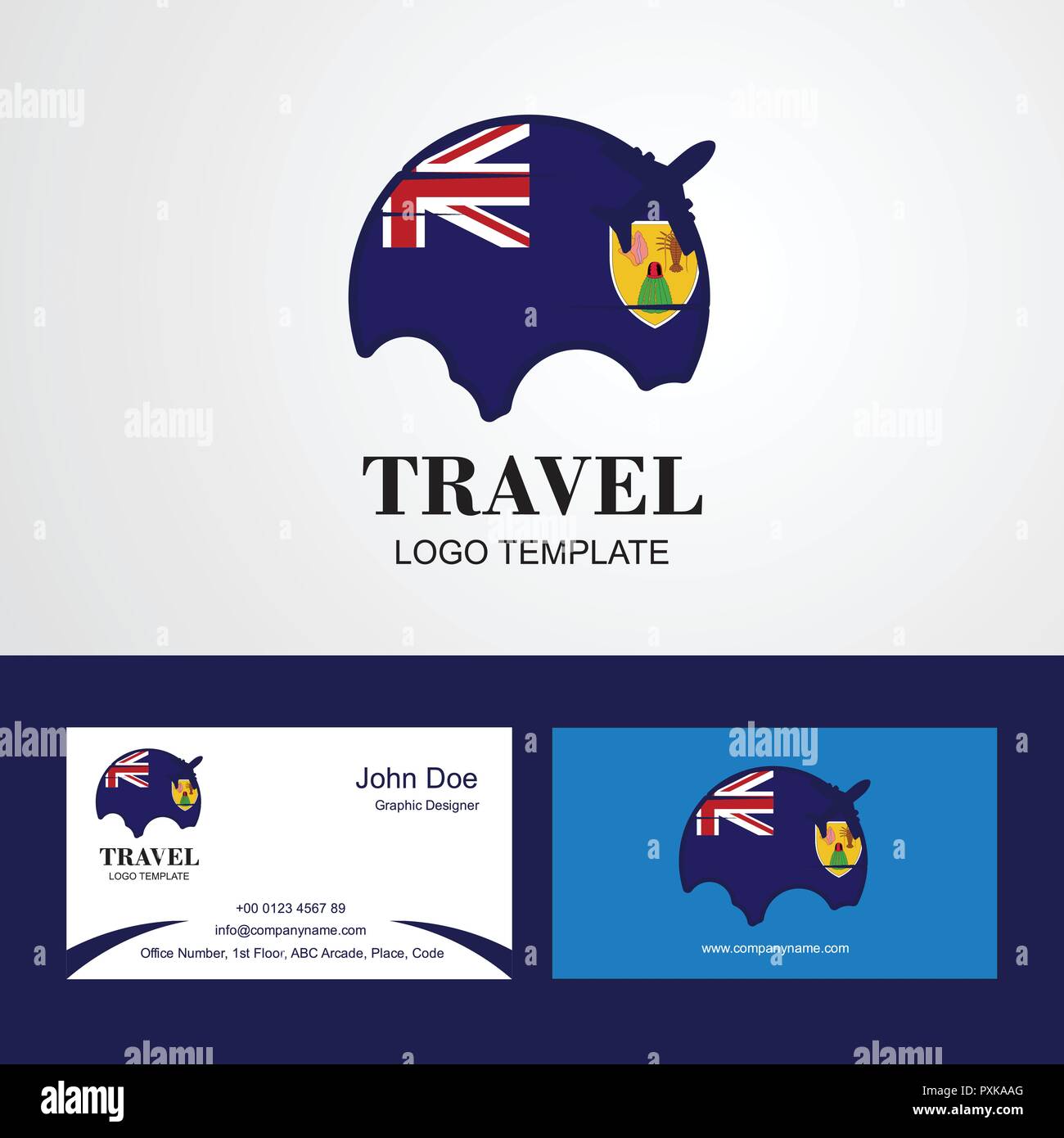 Travel Turks and Caicos Islands Flag Logo and Visiting Card Design ...