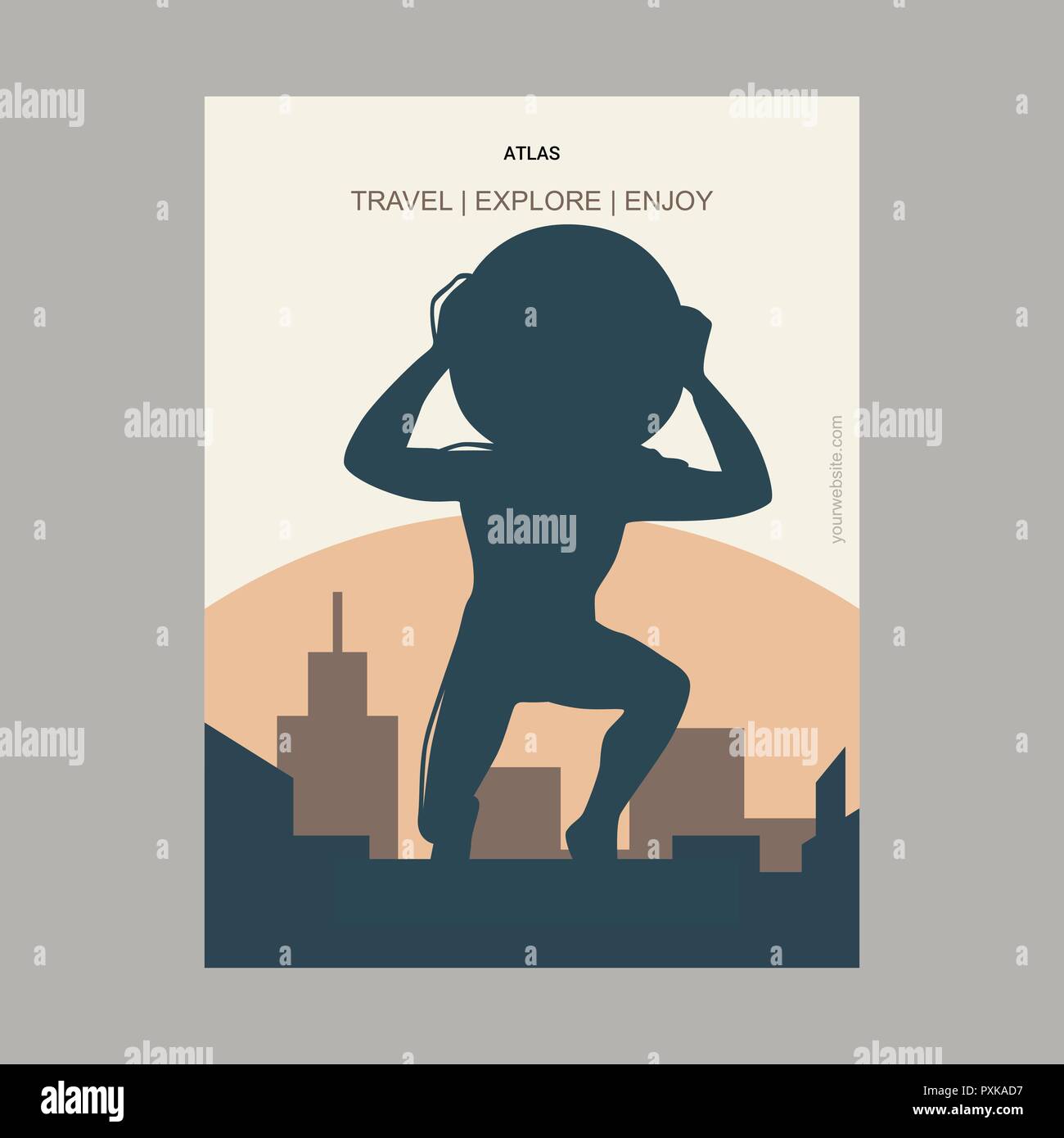 Atlas Vintage Style Landmark Poster Template Stock Vector Image & Art ...