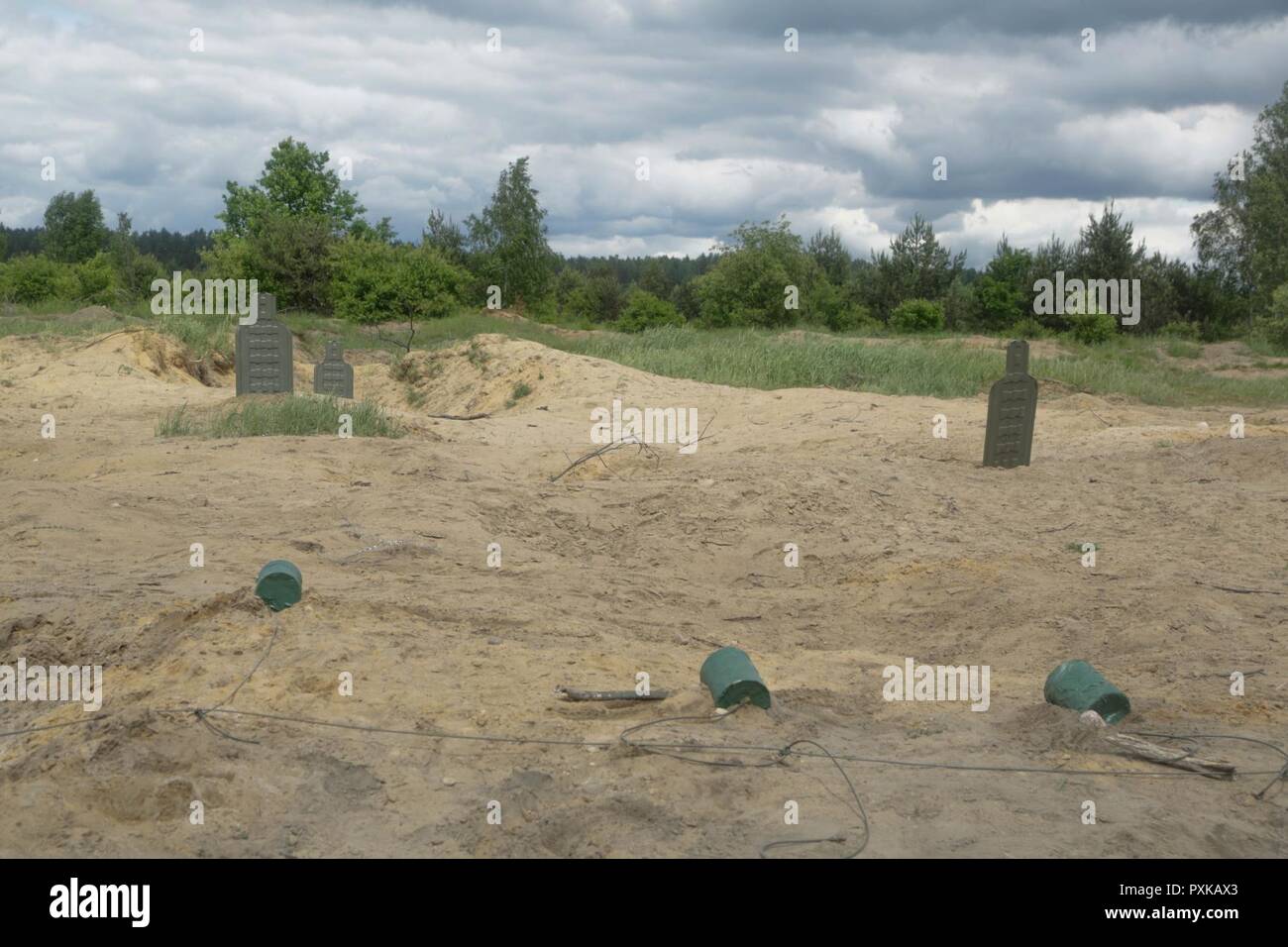 Targets are placed in front of grapeshot charges at the Bemowo Piskie ...