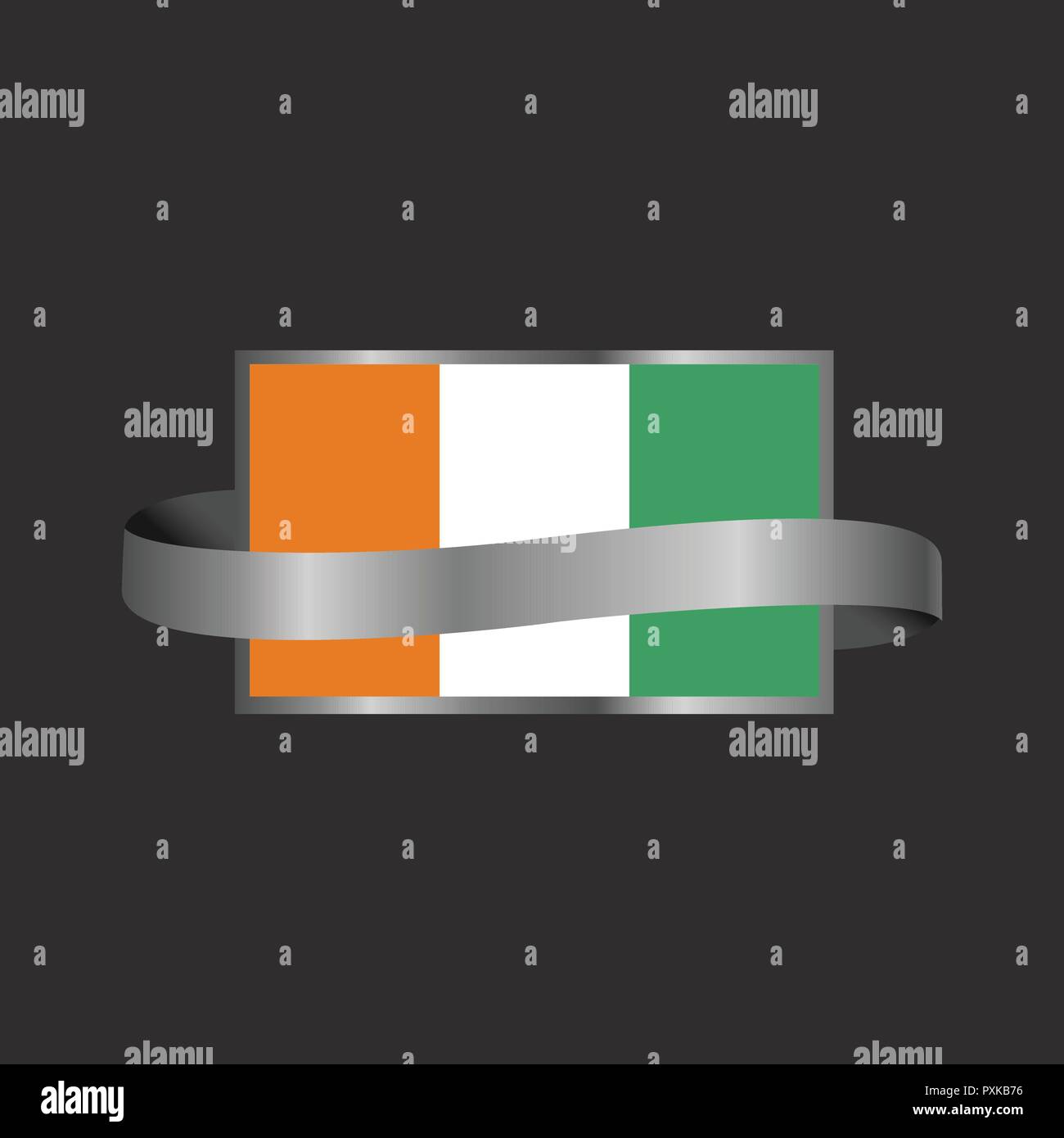 Cote D Ivoire Ivory Coast Flag Ribbon Banner Design Stock Vector