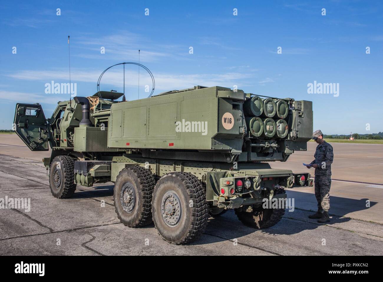 A U.S. Army High Mobility Artillery Rocket System (HIMARS), belonging ...