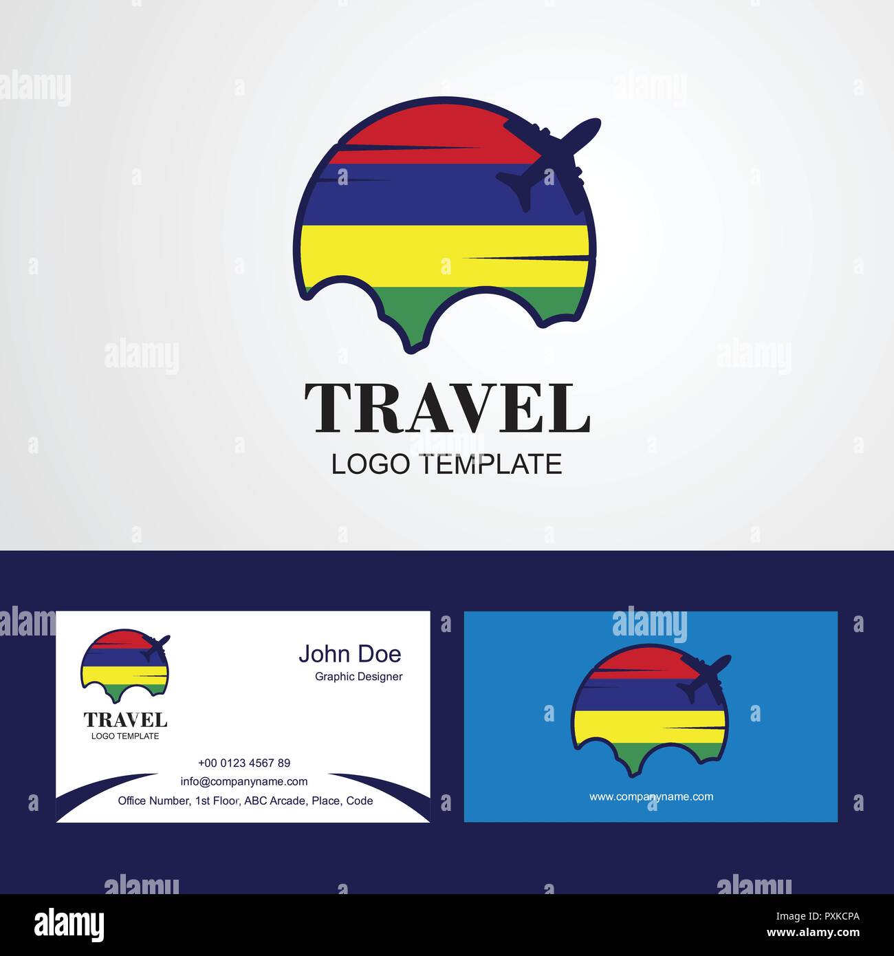 Travel Mauritius Flag Logo and Visiting Card Design Stock Vector Image ...