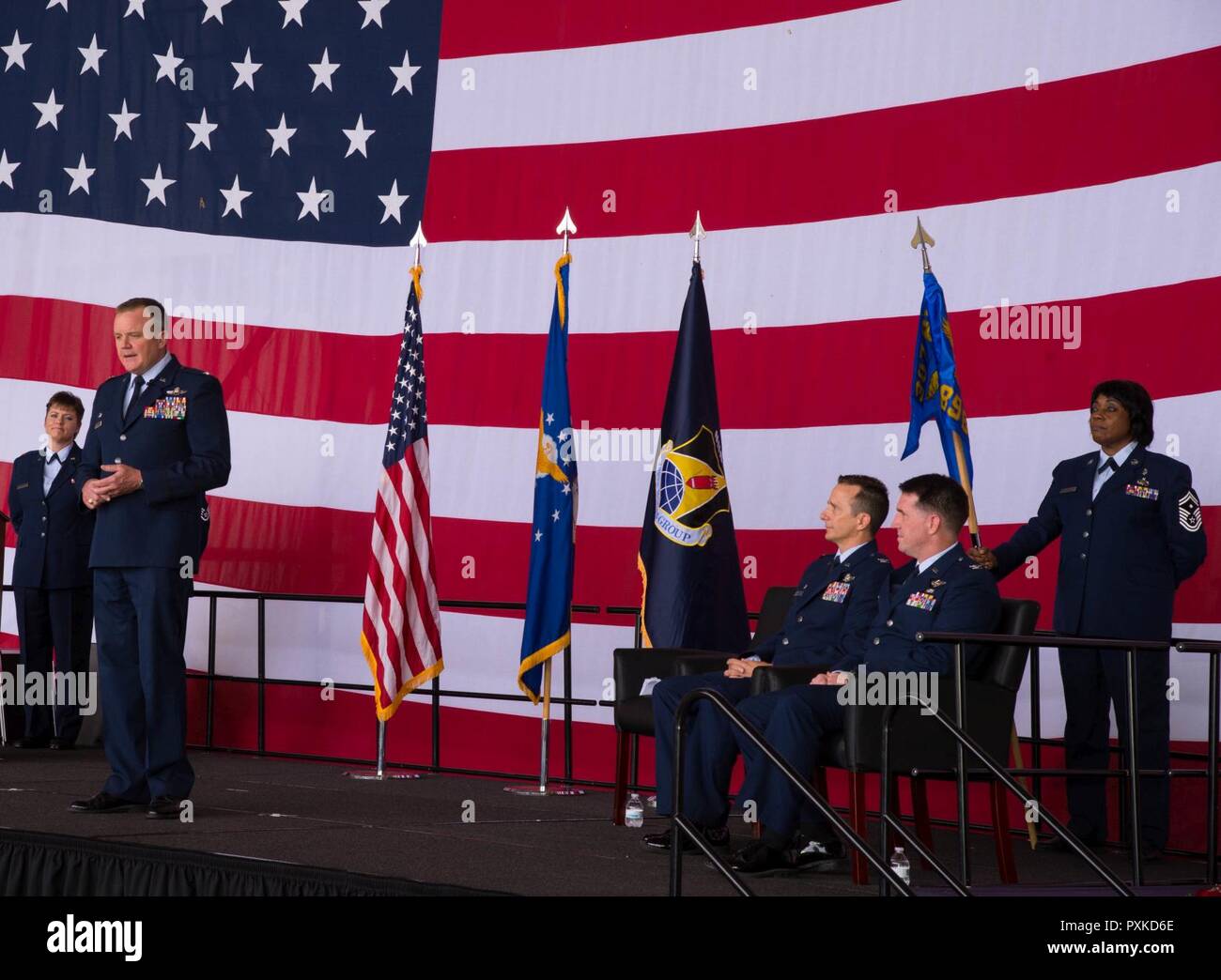 Col. Bruce Cox, 307th Bomb Wing commander, introduces Col. Michael ...