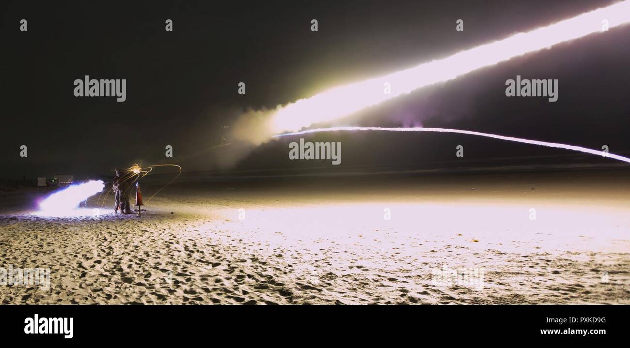 U.S. Marines with 2nd Low Altitude Air Defense Battalion (LAAD) fire a ...