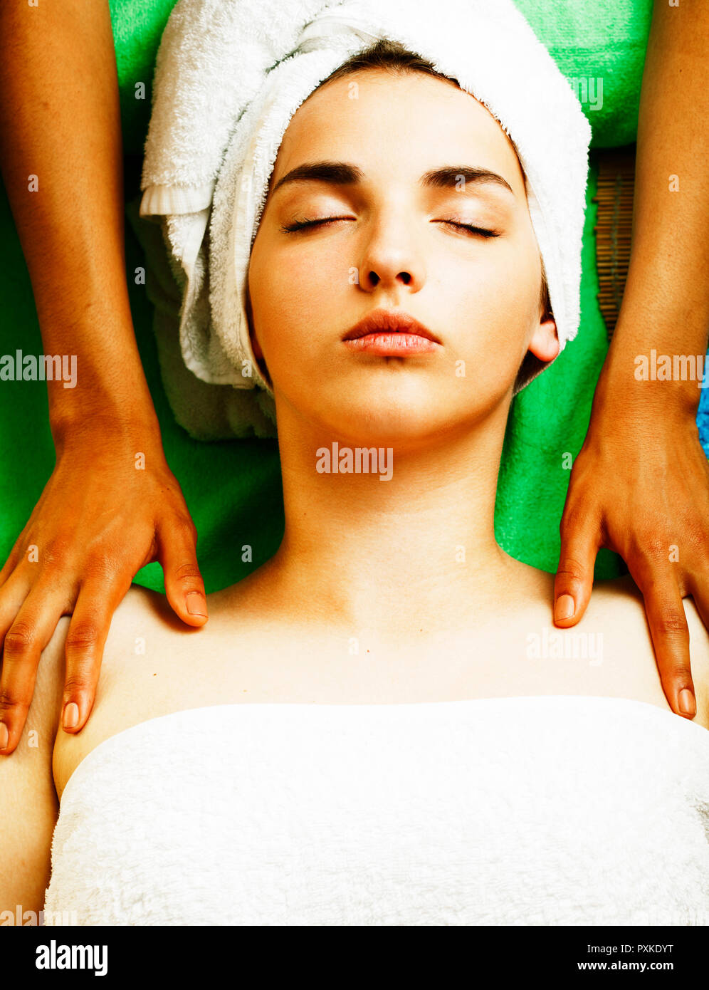 stock photo attractive lady getting spa treatment in salon, clos Stock ...