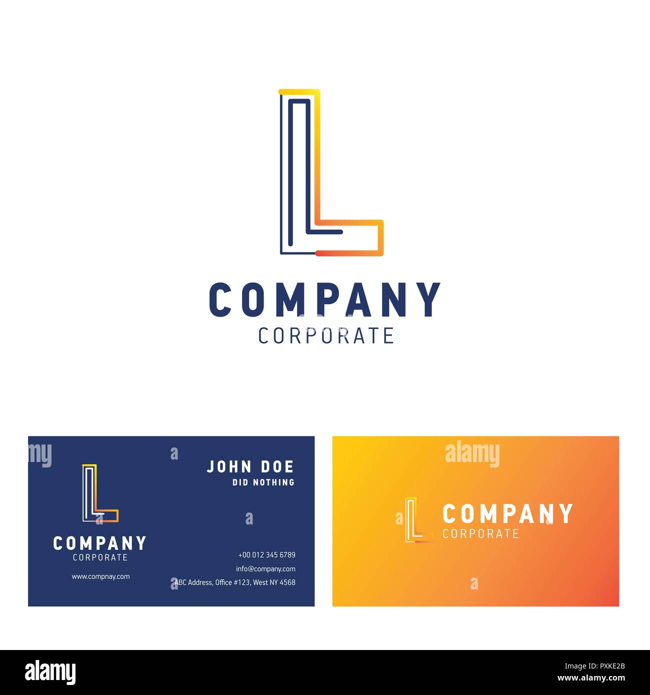 L company logo design with visiting card vector Stock Vector Image ...