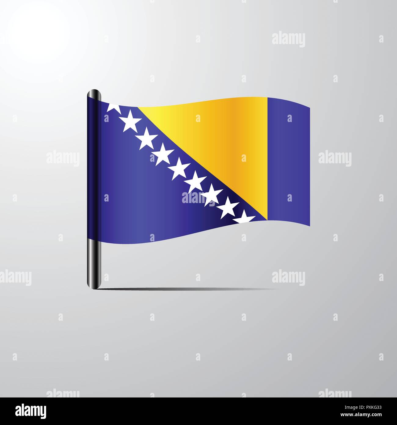 Bosnia and Herzegovina waving Shiny Flag design vector Stock Vector ...