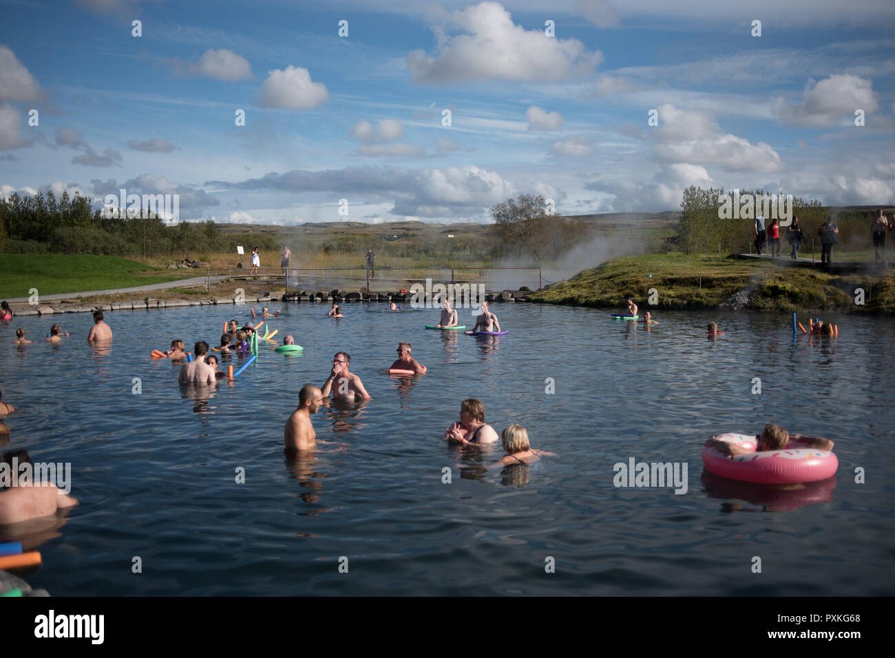 Thermal waters in Iceland. Gamla Laughin, better know as Secret Lagoon ...