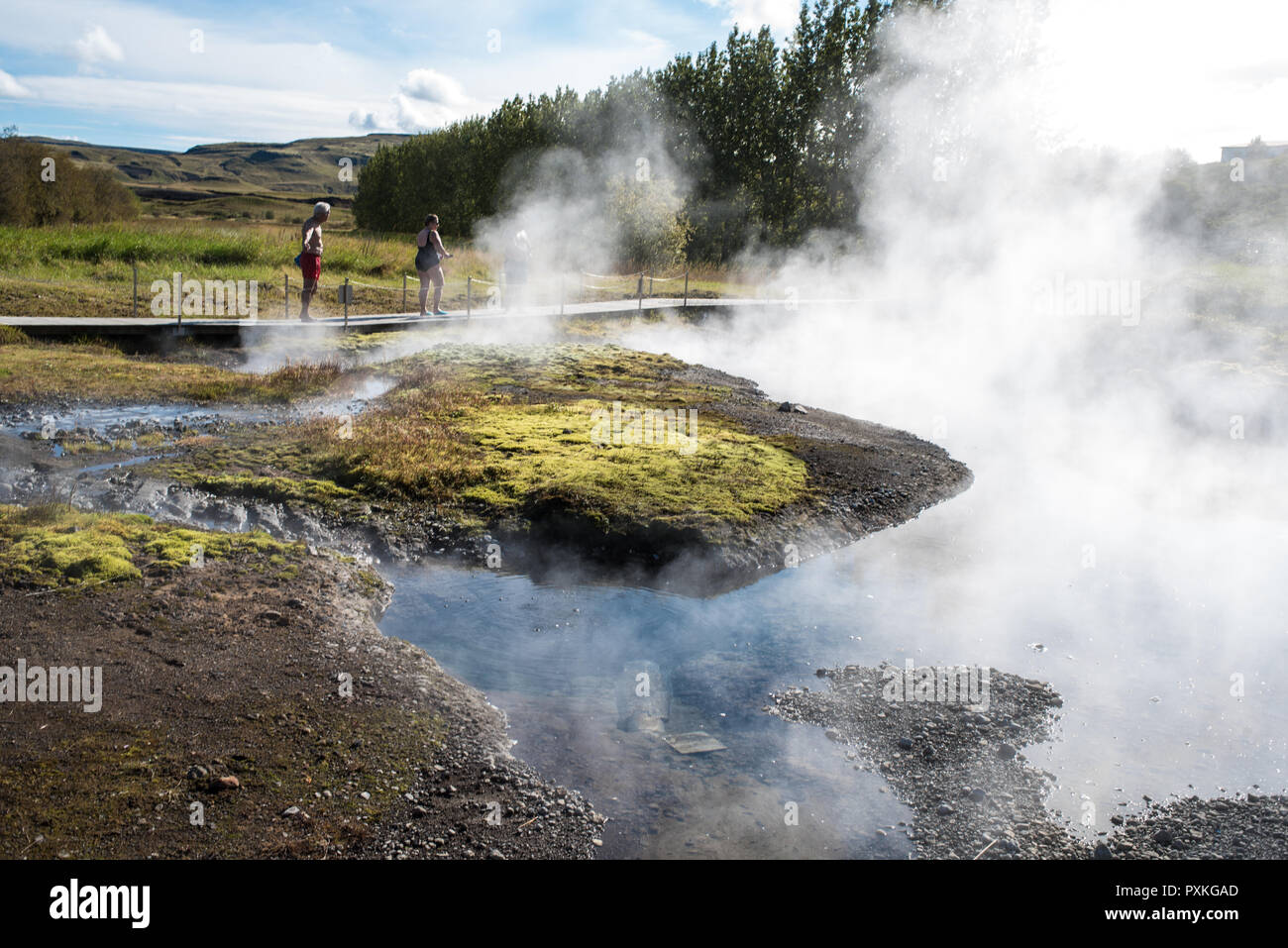 Thermal waters in Iceland. Gamla Laughin, better know as Secret Lagoon ...