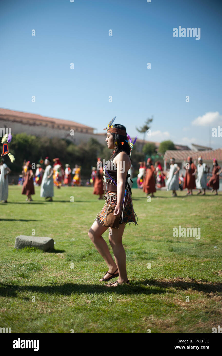 During the celebration of Inti Raymi. Step One. Coricancha Stock Photo ...