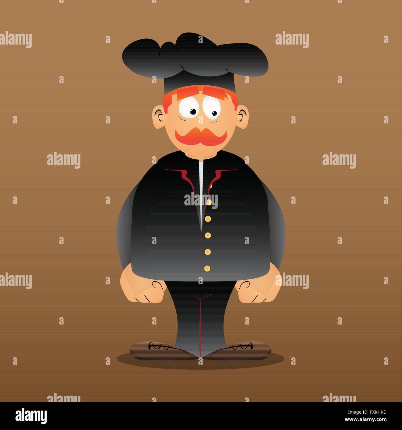 Fat male cartoon chef in uniform standing. Vector illustration Stock ...