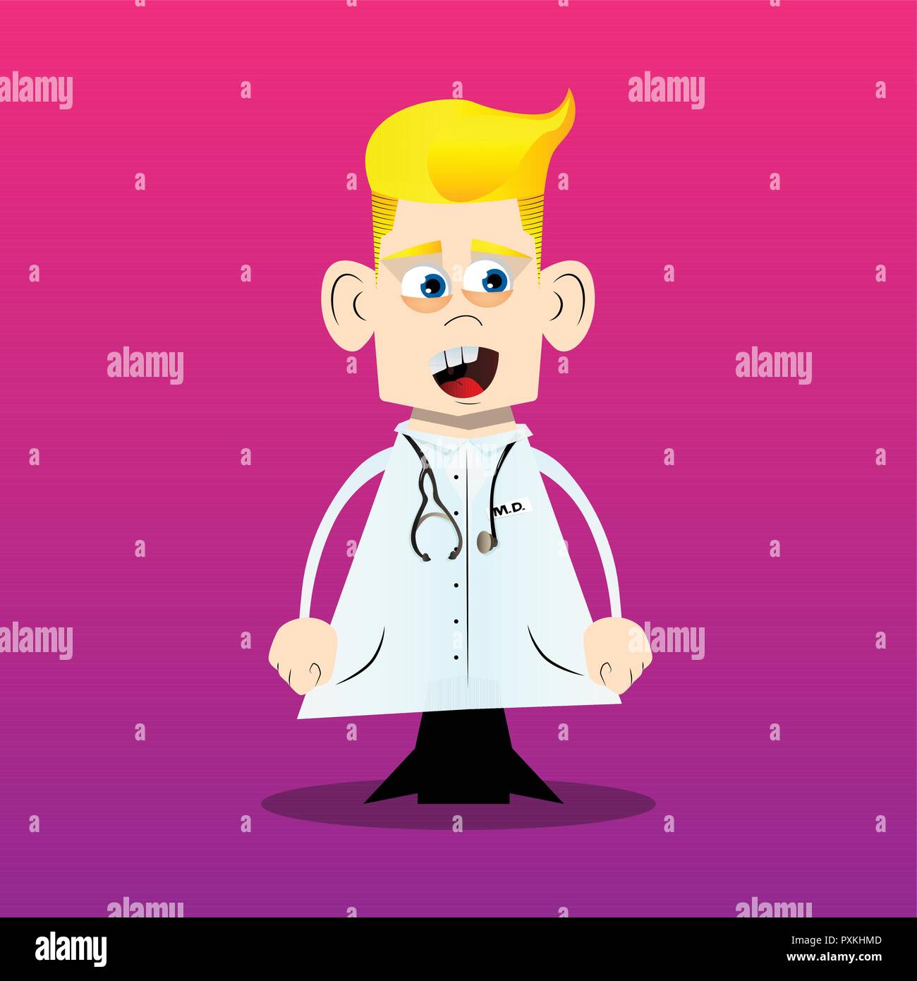Funny cartoon doctor standing. Vector illustration Stock Vector Image ...