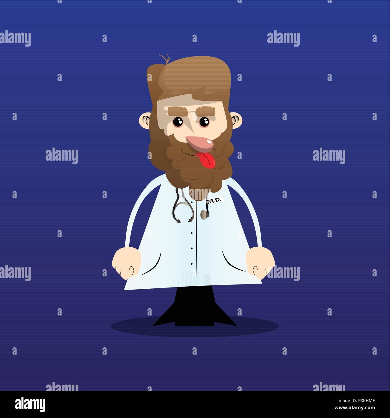 Funny cartoon doctor standing. Vector illustration Stock Vector Image ...