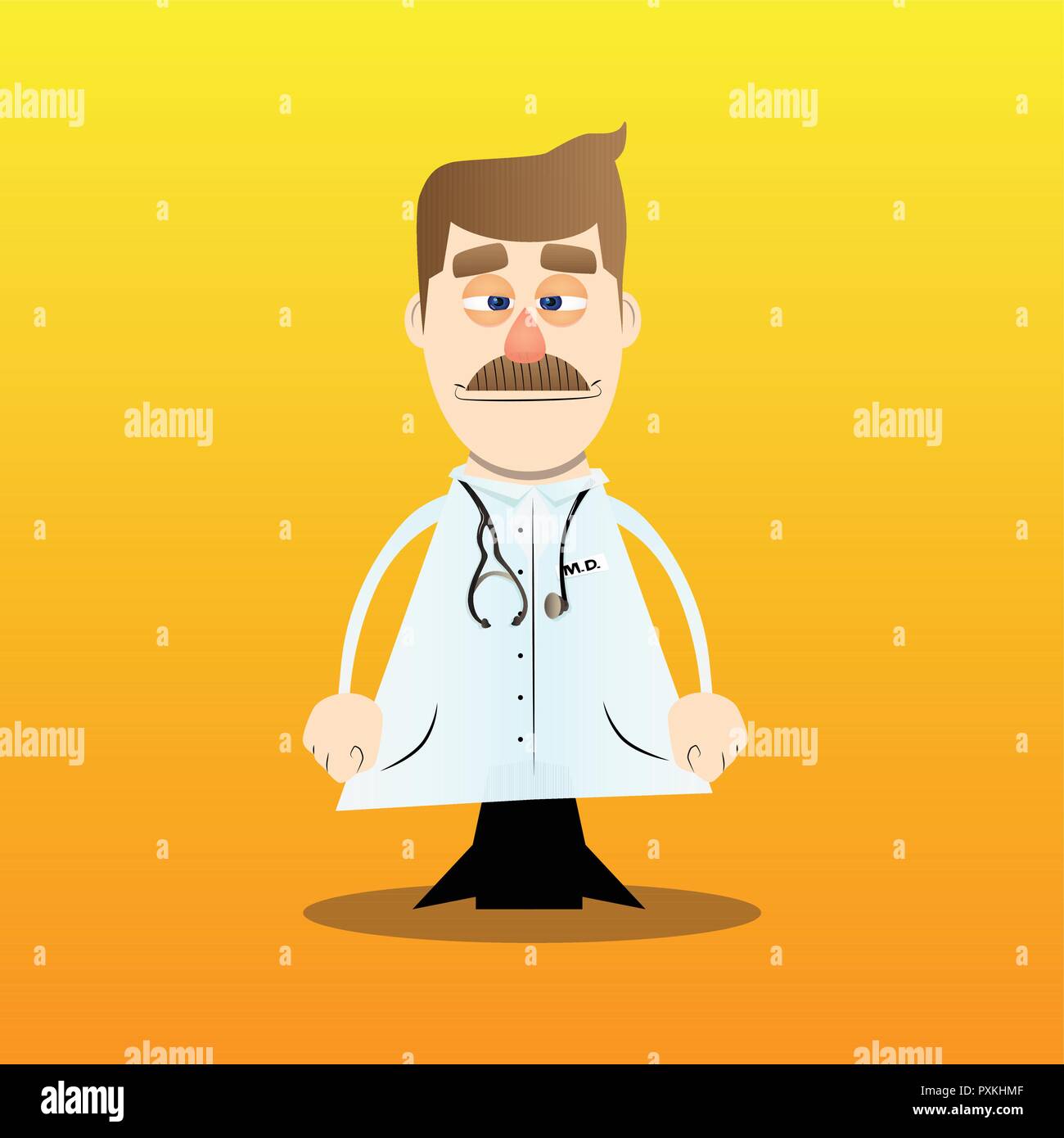 Funny cartoon doctor standing. Vector illustration Stock Vector Image ...