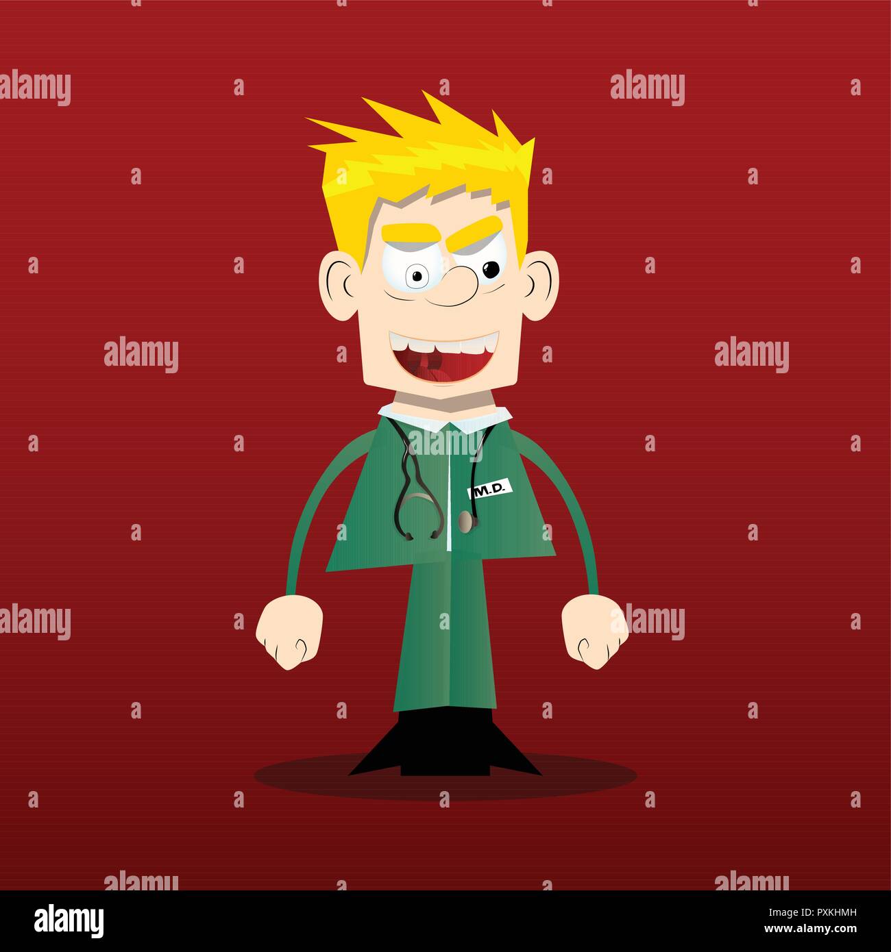 Funny cartoon doctor standing. Vector illustration Stock Vector Image ...