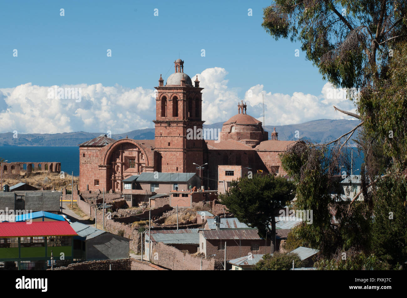 Colonial baroque church of Pomata Stock Photo - Alamy