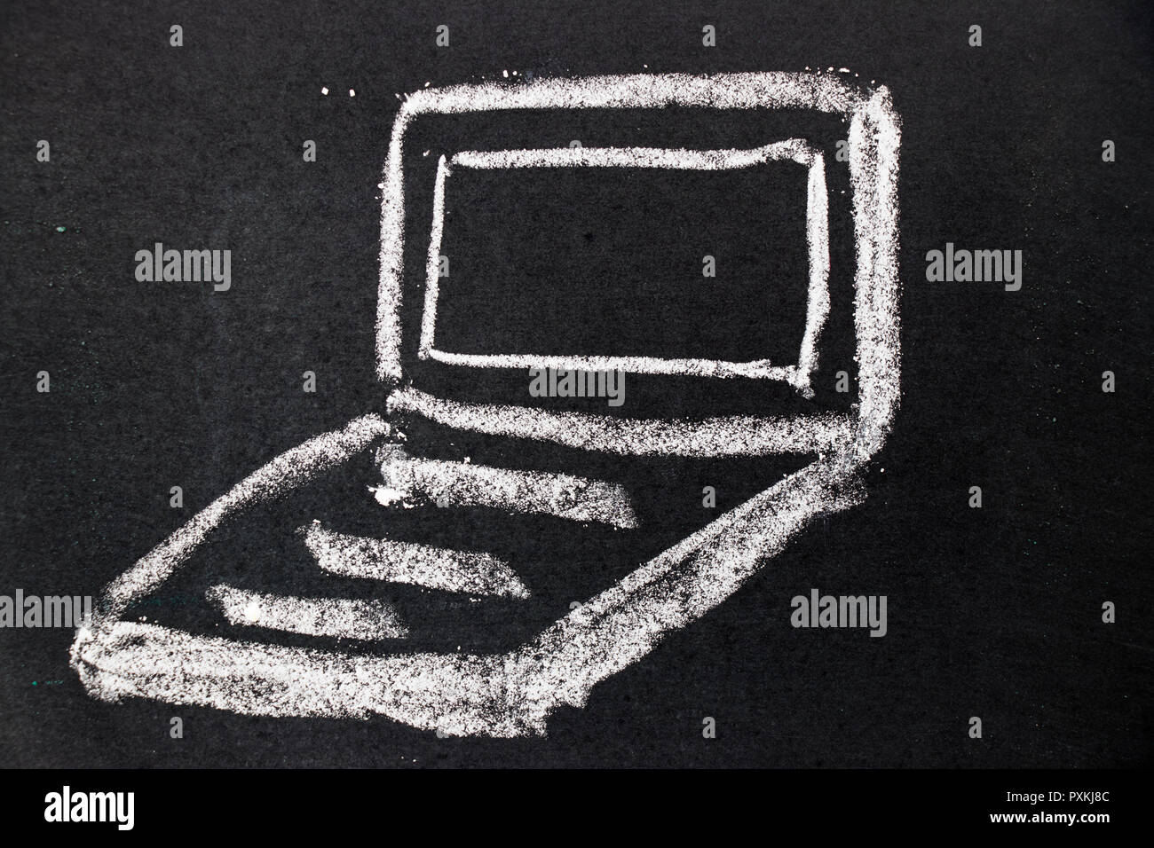 White chalk drawing as notebook shape on black board background Stock ...