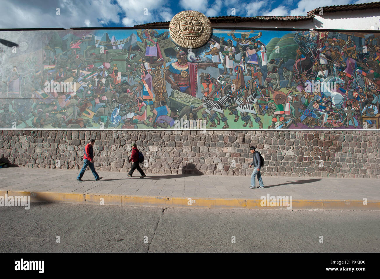 Cultural identity Inca celebrated in a large mural on the "Avenida el ...