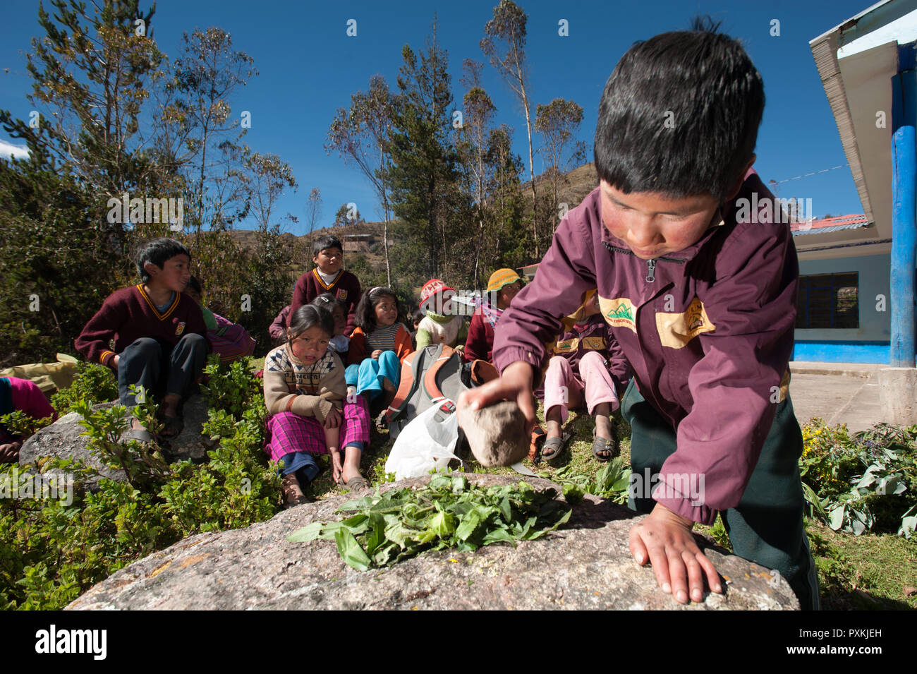 Near Lares, a development project bring the students of a primary ...