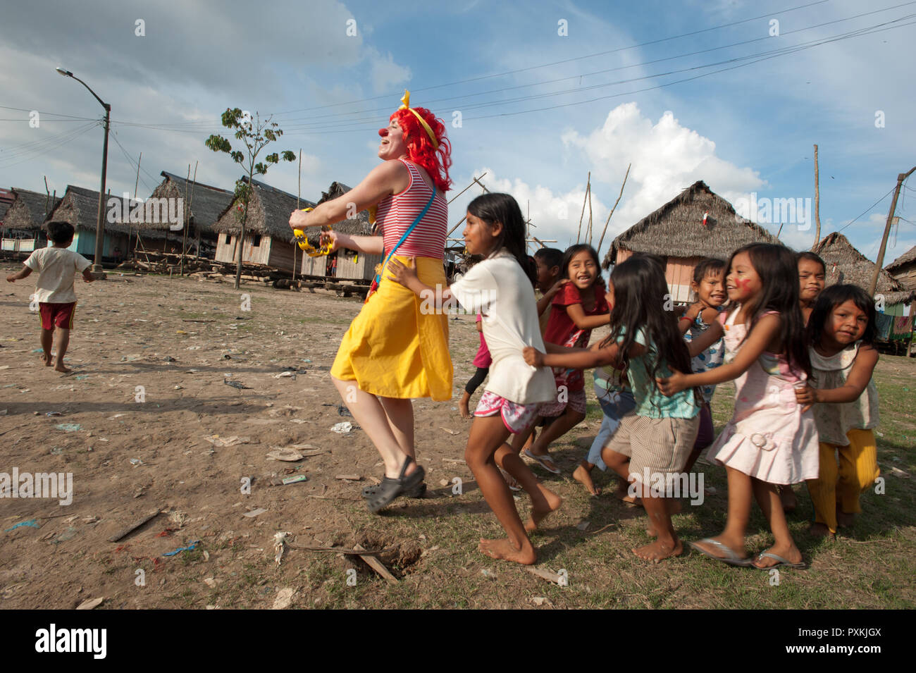 The large group of clowns visiting Belen during the days of the ...