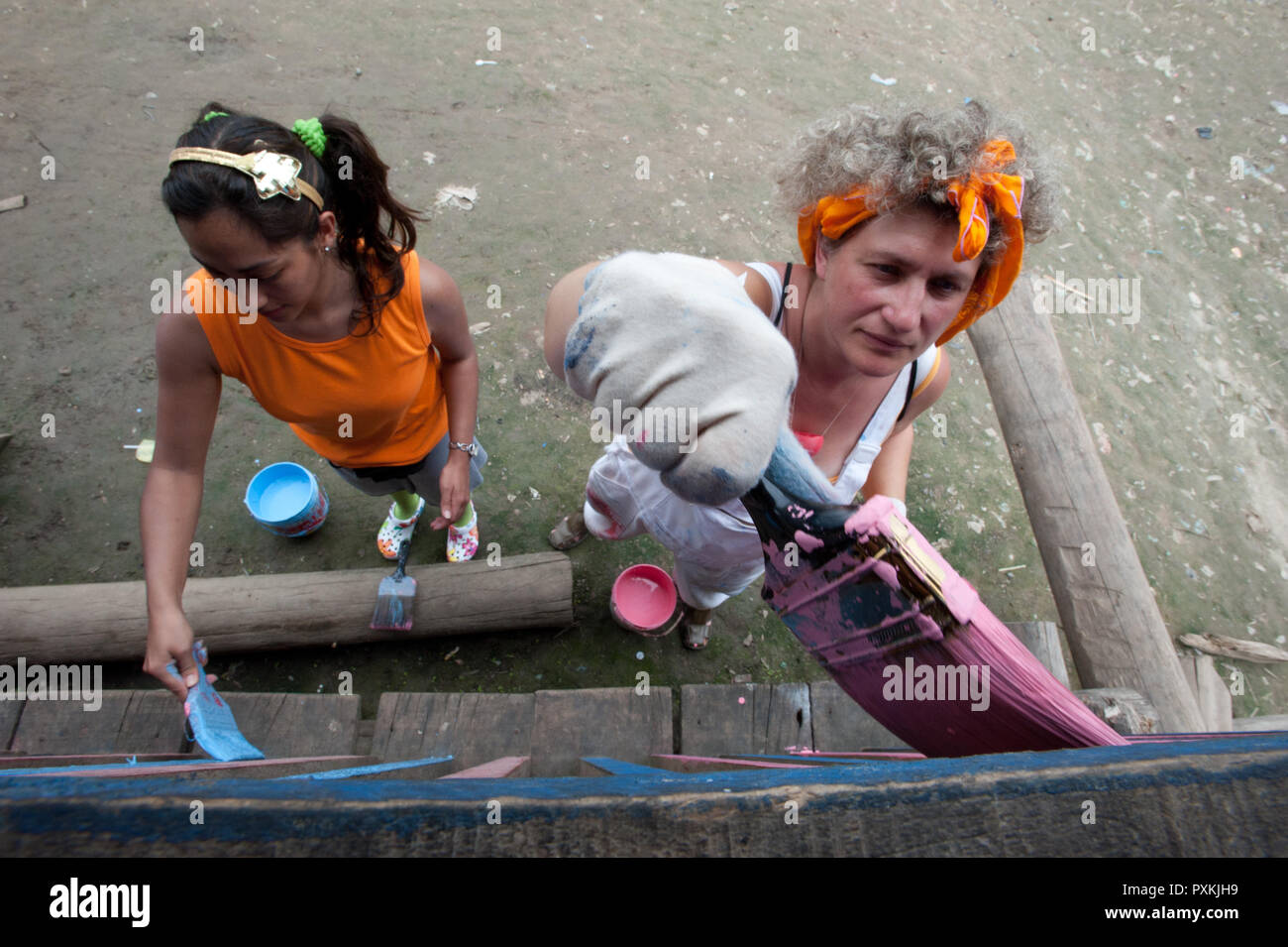 Painting the houses of Belen Stock Photo - Alamy