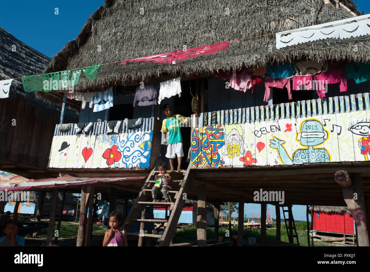 The painted houses of Belen Stock Photo - Alamy