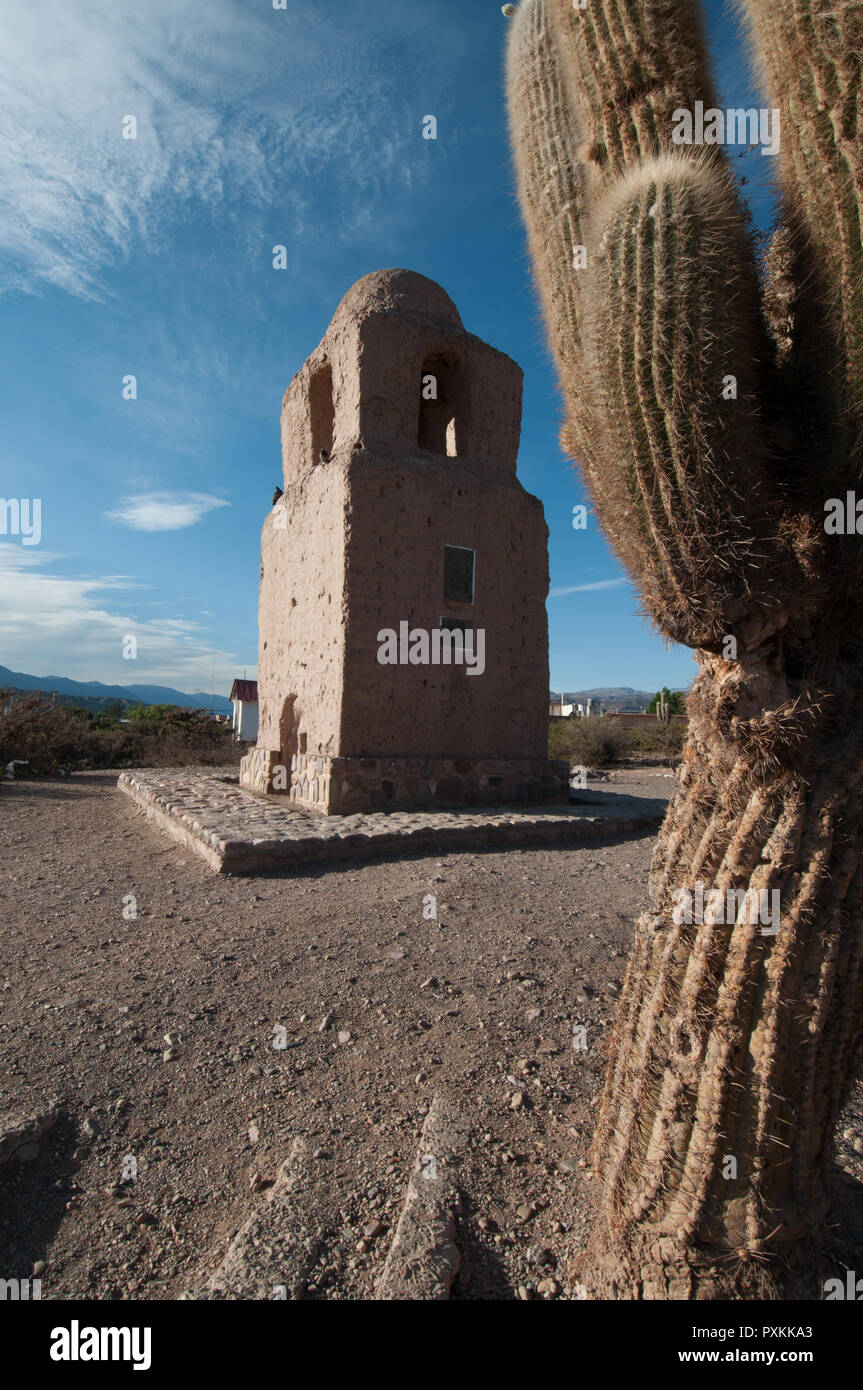 Cactus and ancient bell tower Stock Photo - Alamy