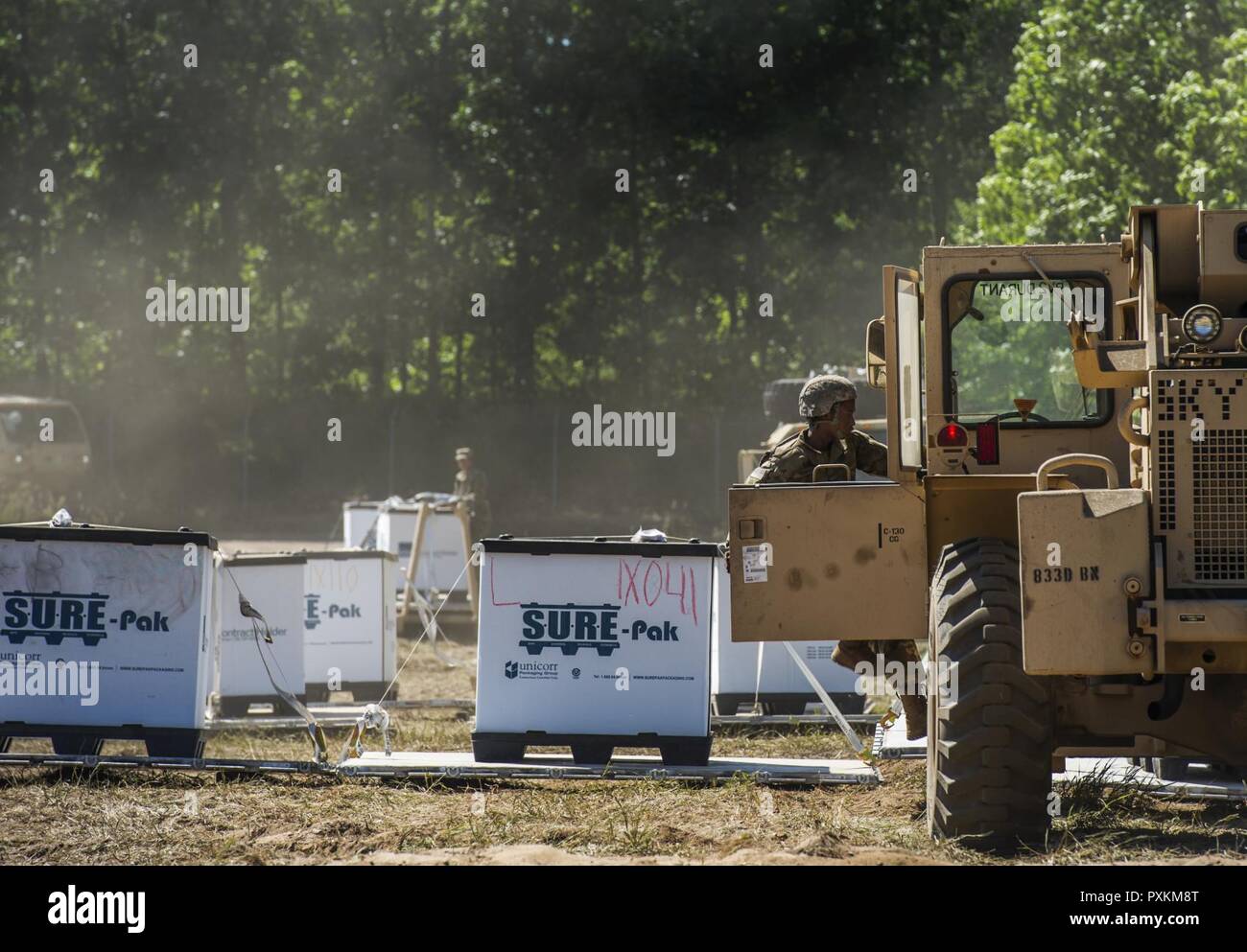 U.S. Army Pfc. Keviron Durant, 688th Rapid Port Opening Element, cargo ...