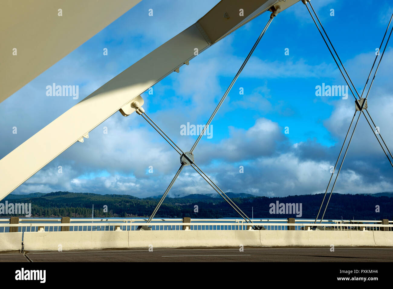 Alsea Bay Bridge And Mountains Stock Photo - Alamy