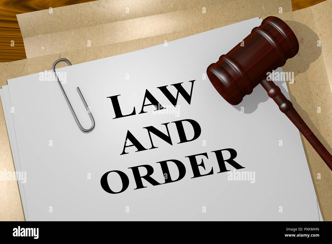 3D illustration of LAW AND ORDER title on legal document Stock Photo ...