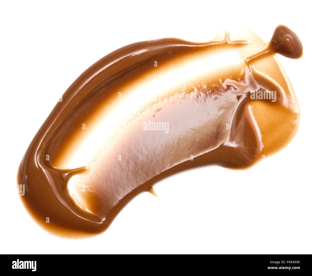 Liquid chocolate isolated on white background Stock Photo - Alamy