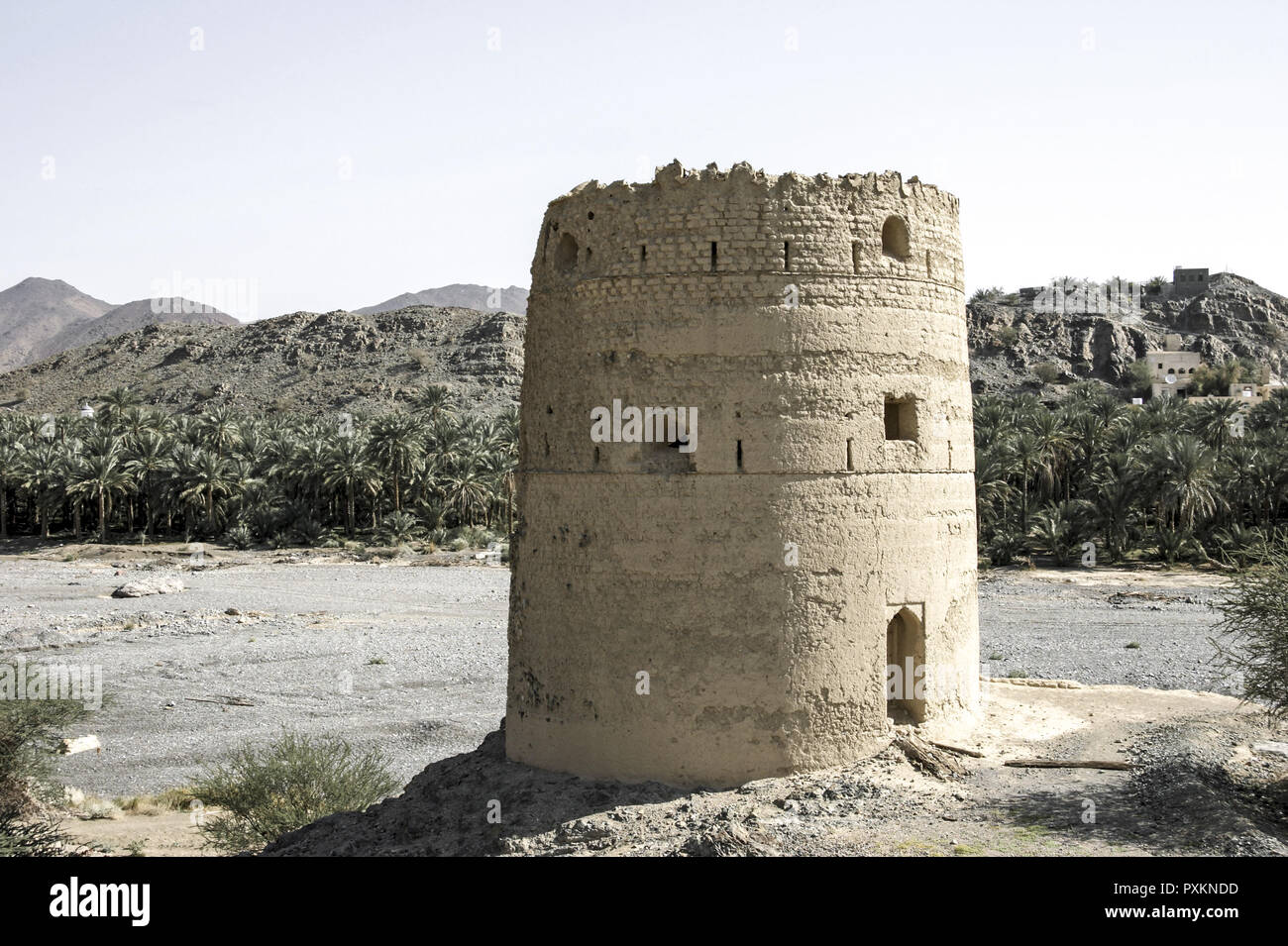 Oman Wachturm Arabische Halbinsel Naher Osten Sultanat Haja Gebirge ...