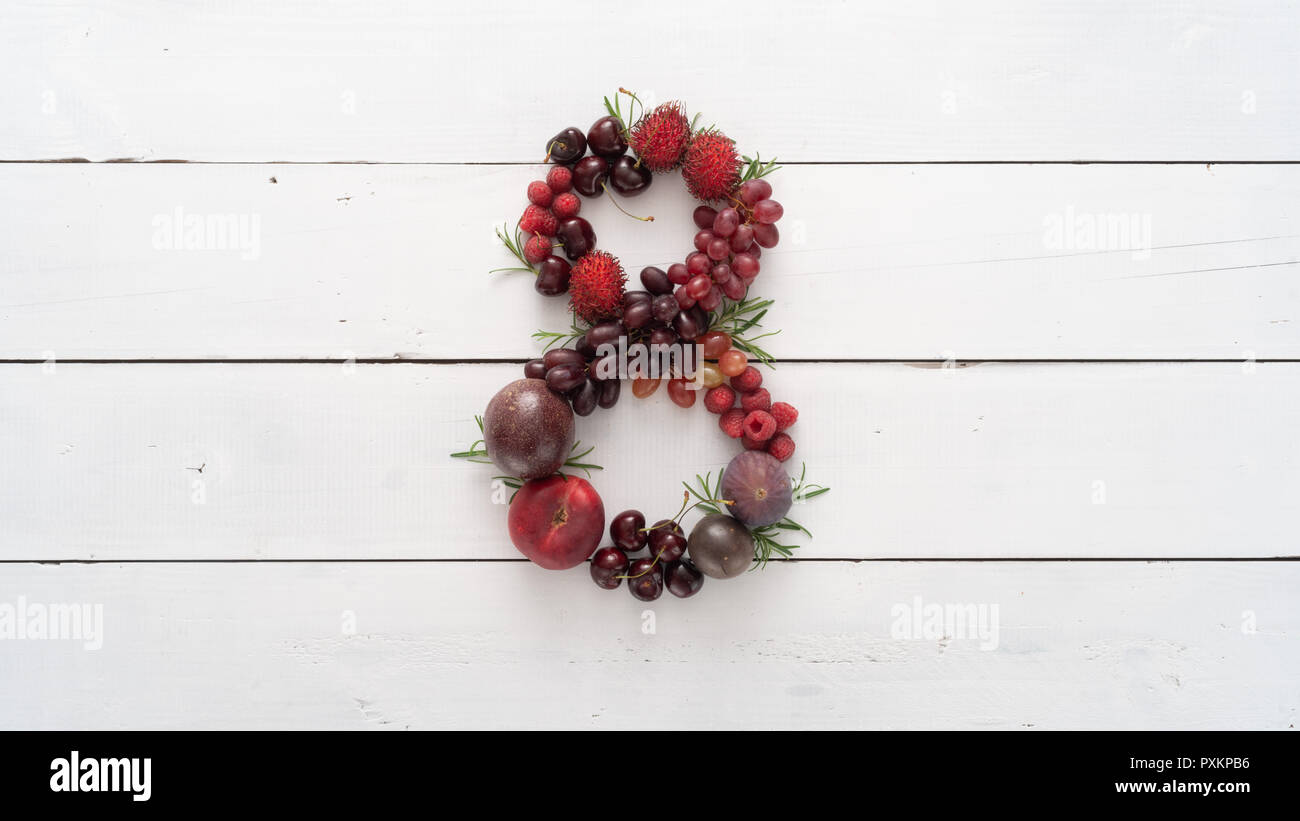 Number 8 made from fresh fruit. Number one to ten separately available ...