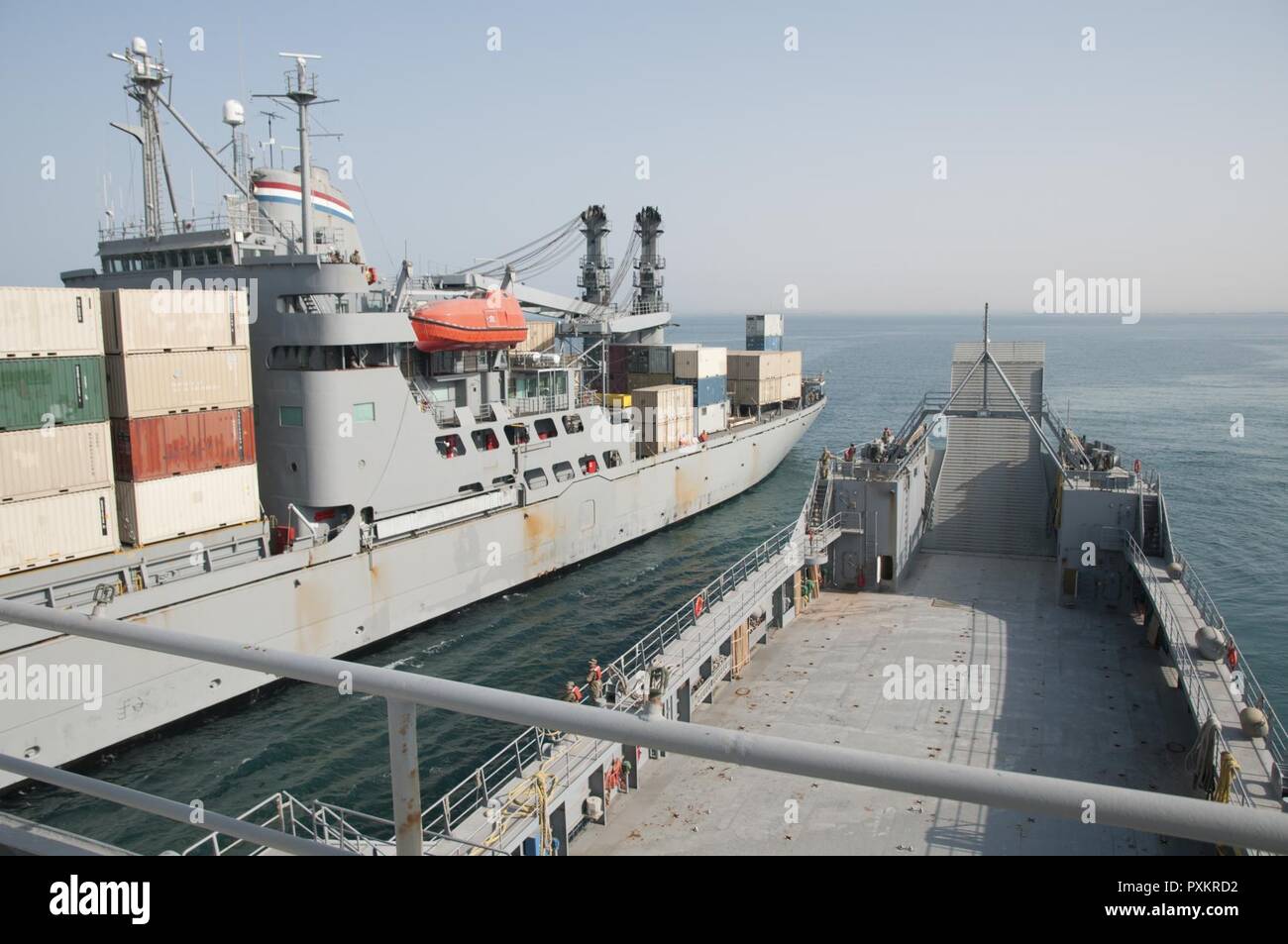The crews of U.S. Army Watercraft Logistics Support Vessel 5 (LSV-5 ...