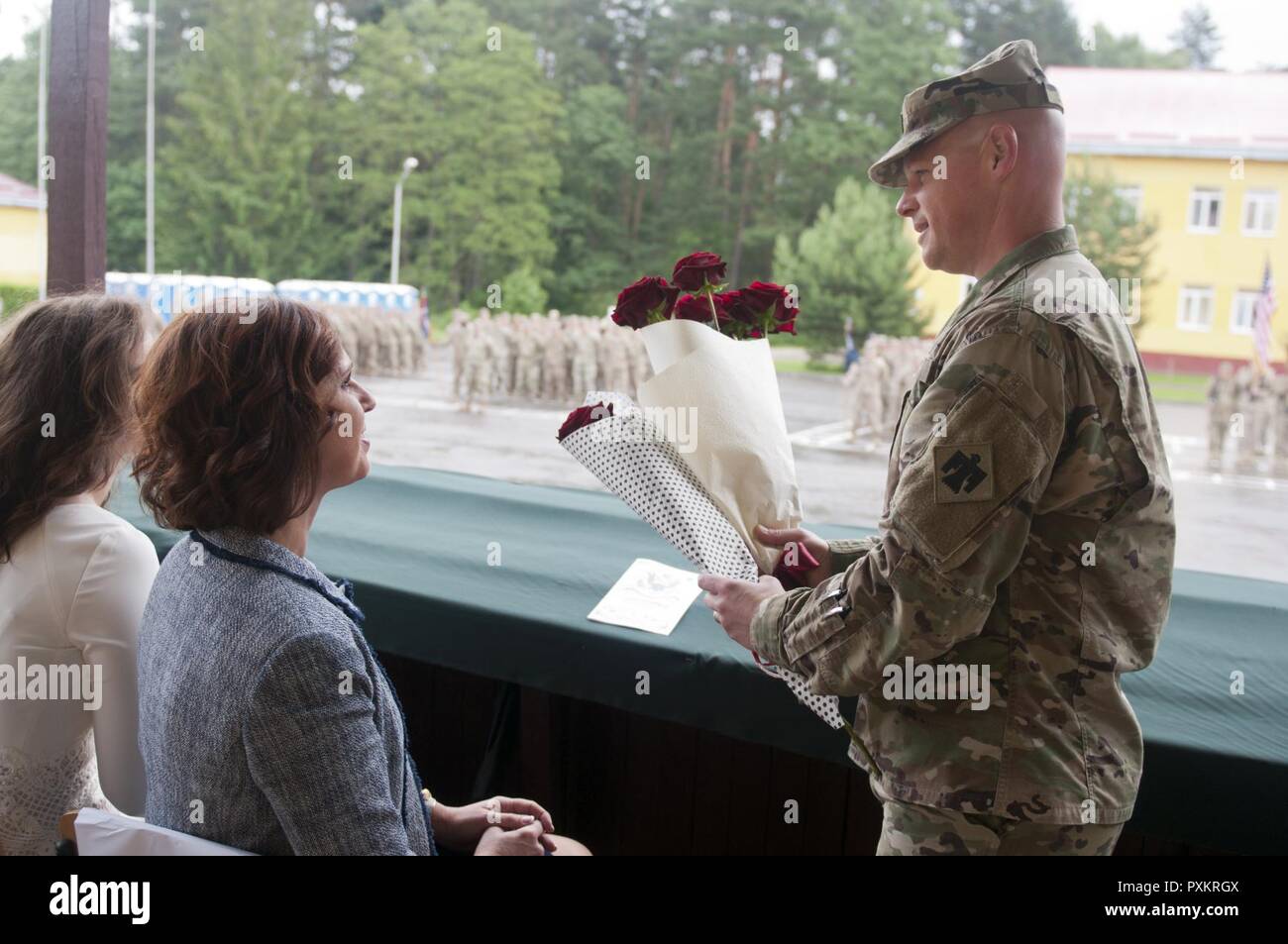 Niki Wyatt, wife of Lt. Col. Colby Wyatt, the outgoing commander of the ...
