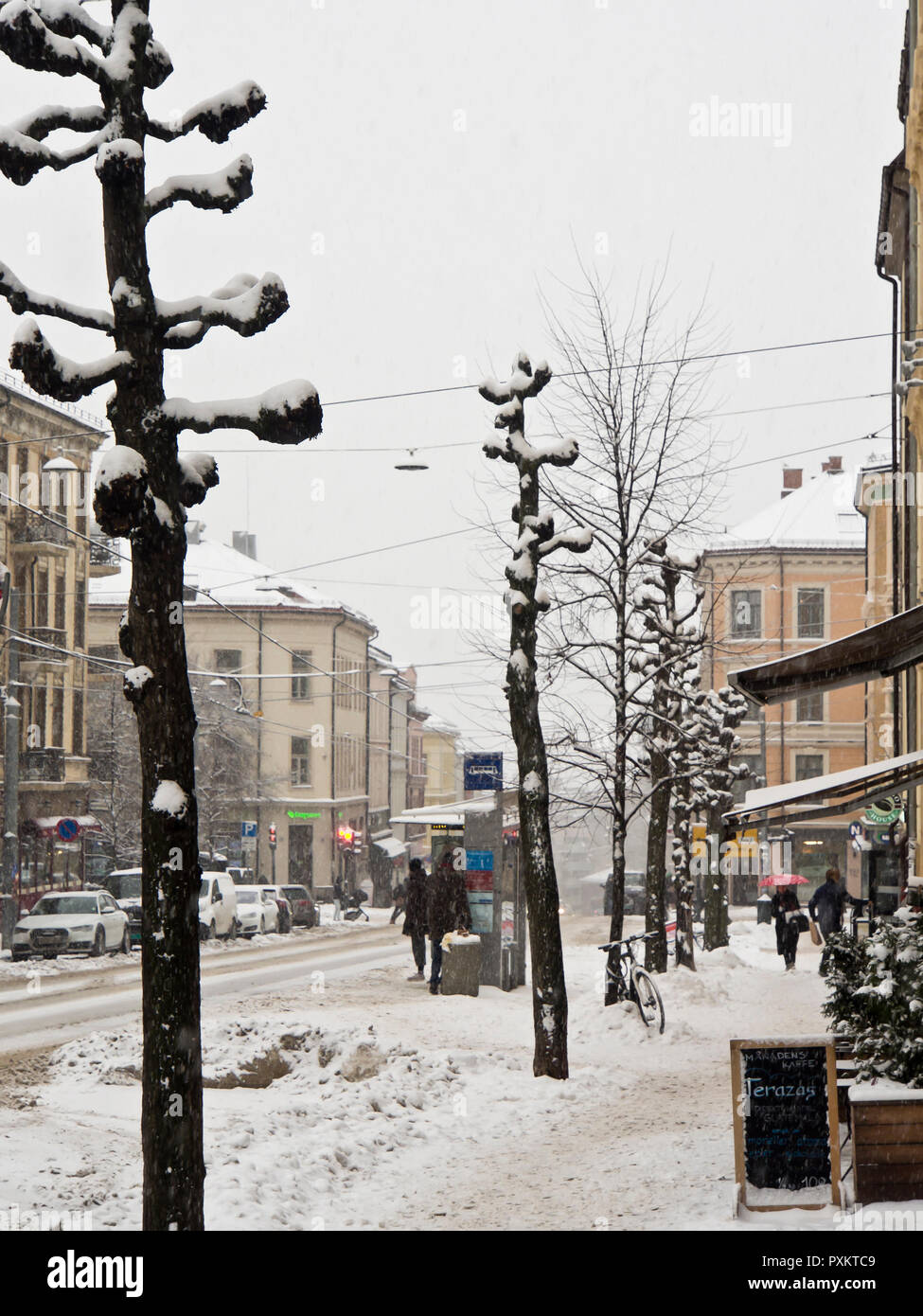 Winter and snow in Vogts gate in the popular Torshov neighbourhood in ...
