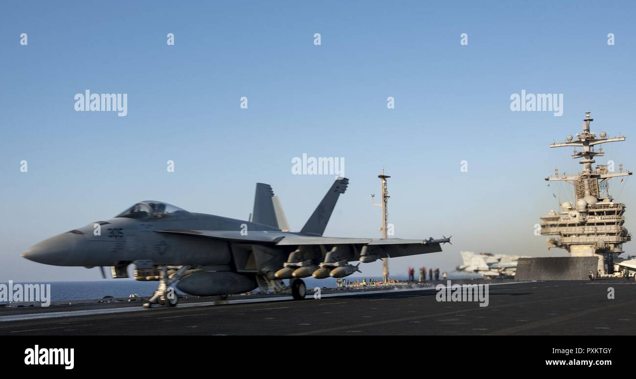MEDITERRANEAN SEA (June 18, 2017) An F/A-18E Super Hornet attached to ...