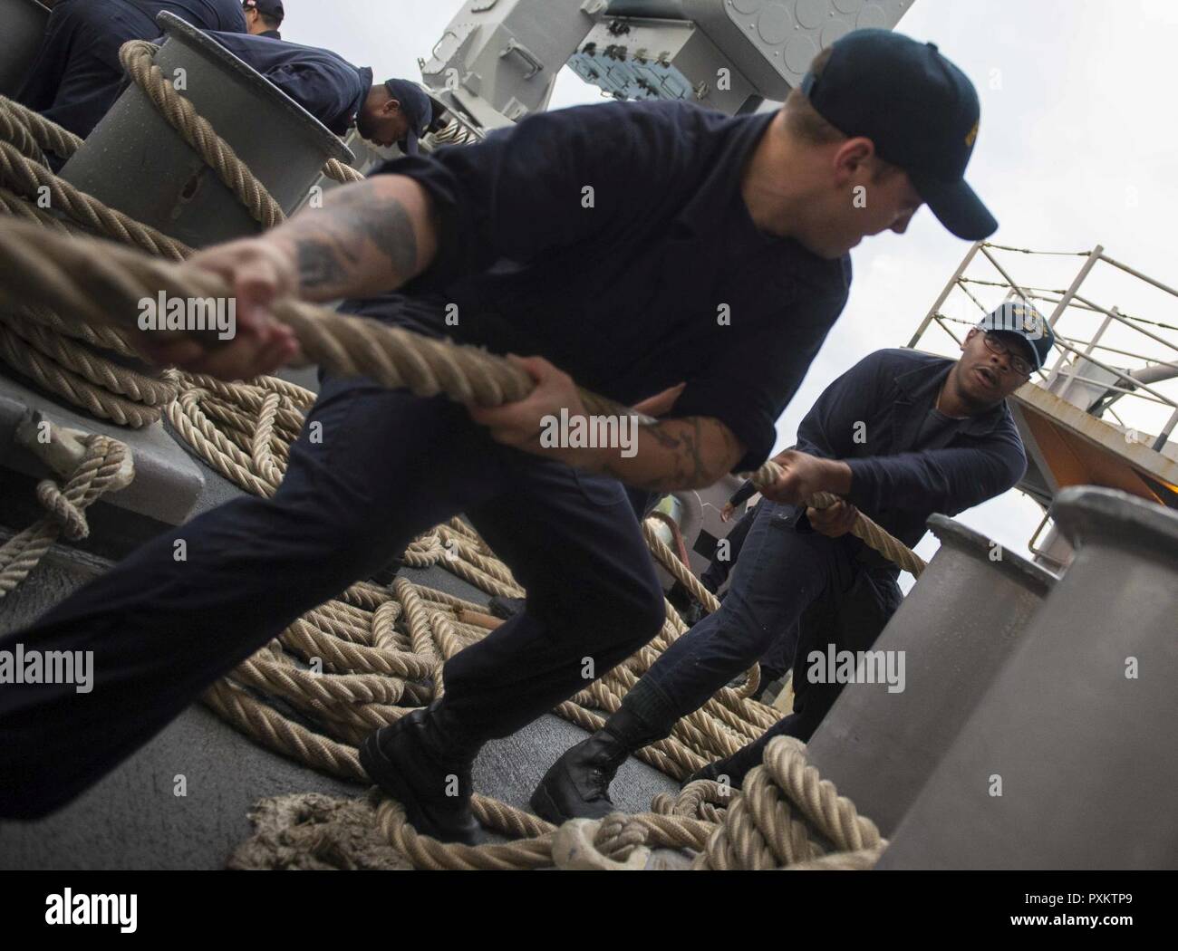 FREEPORT, Bahamas (June 17, 2017) Seaman Kyle Cutter and Seaman Bobby ...