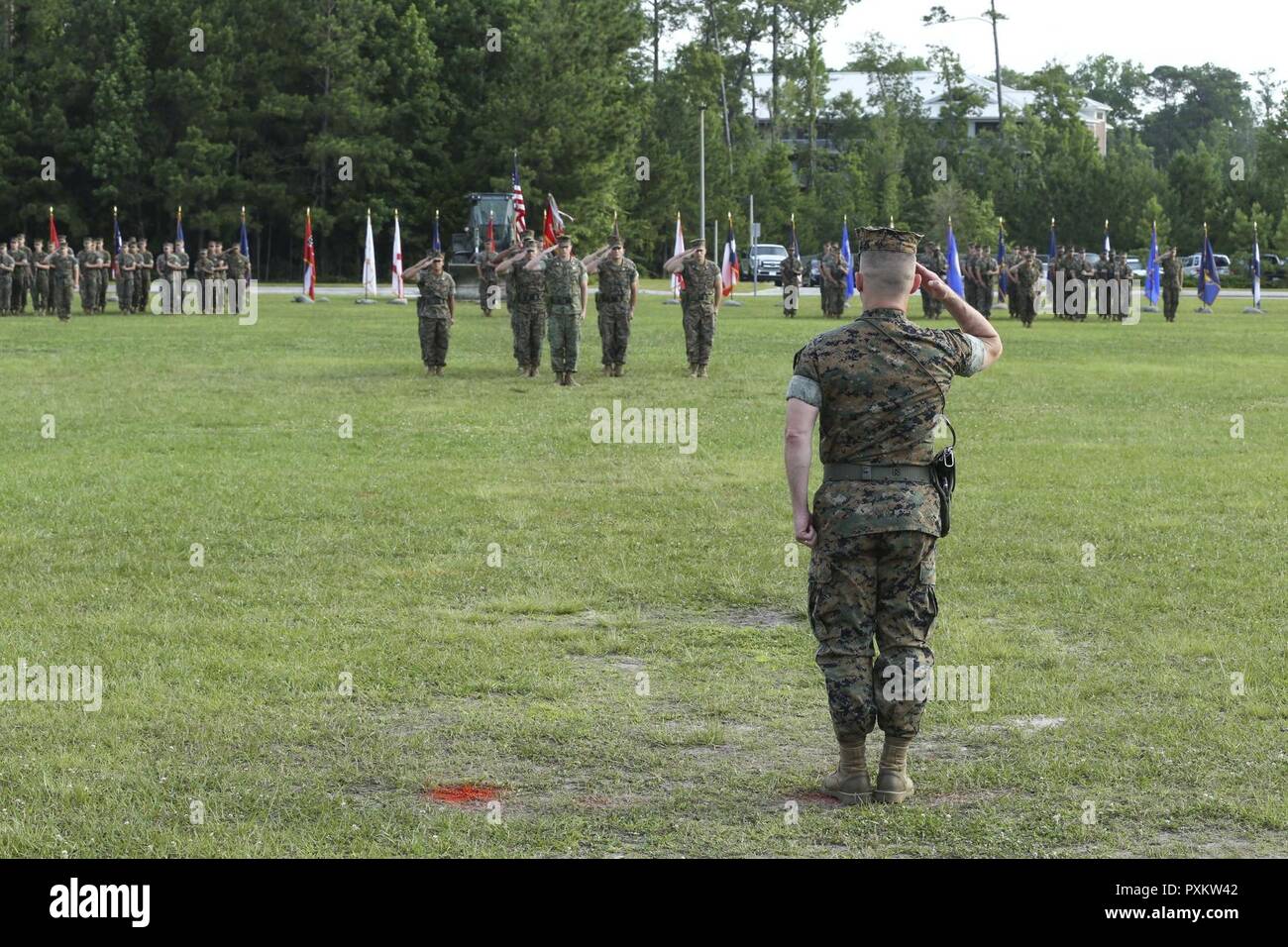 U.S. Marine Corps Lt. Col. Todd B. Sanders salutes during the Combat ...