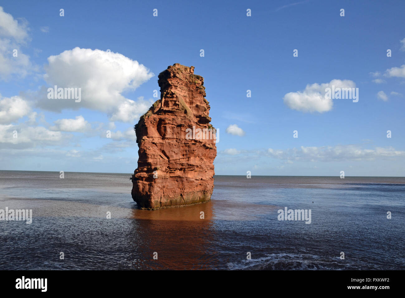 The red rocks of Ladram Bay, near Sidmouth, Devon, UK Stock Photo - Alamy