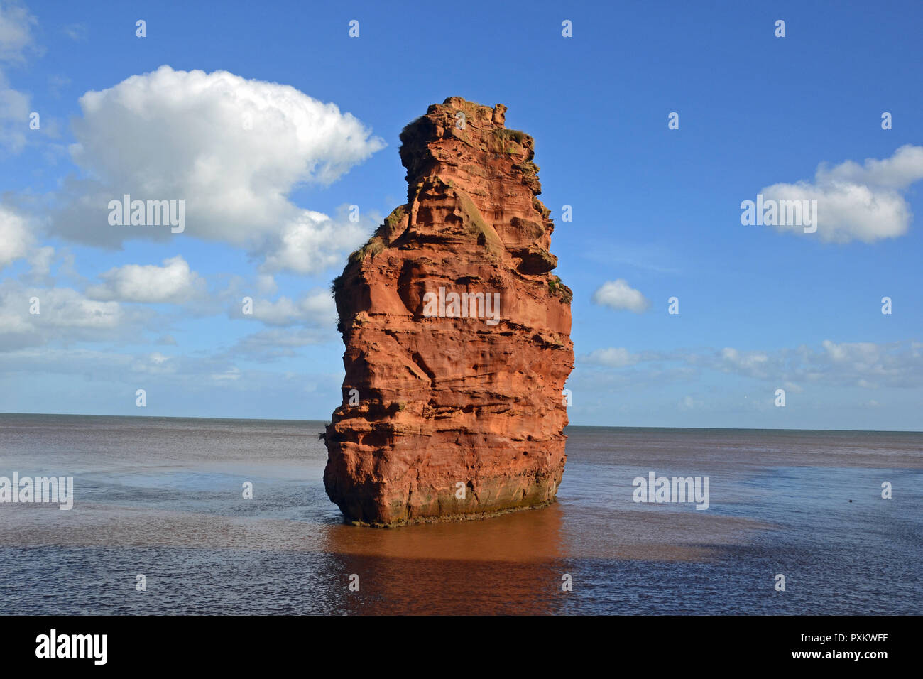 The red rocks of Ladram Bay, near Sidmouth, Devon, UK Stock Photo - Alamy