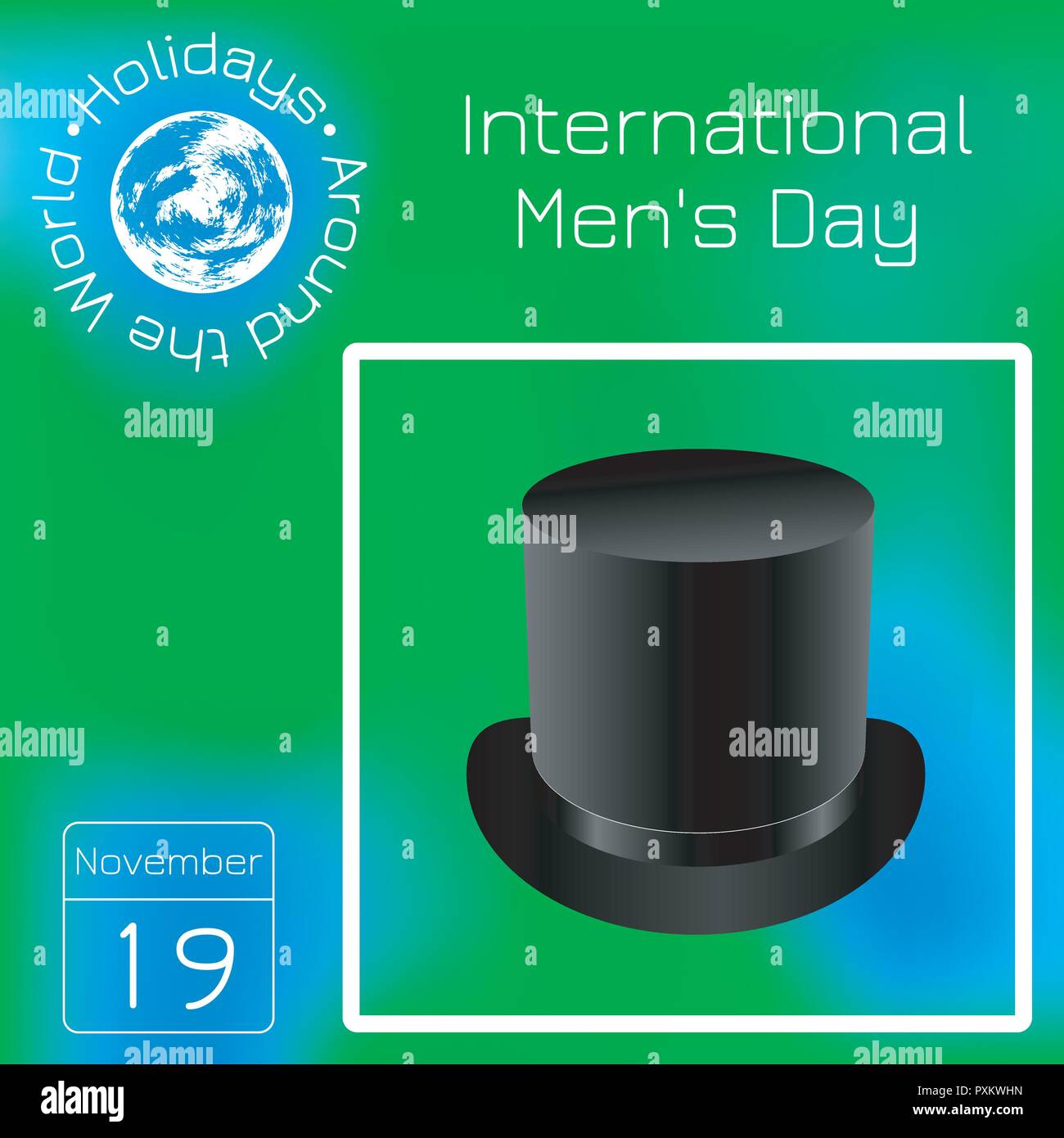 International Mens Day. Concept of social gender event. Top hat ...